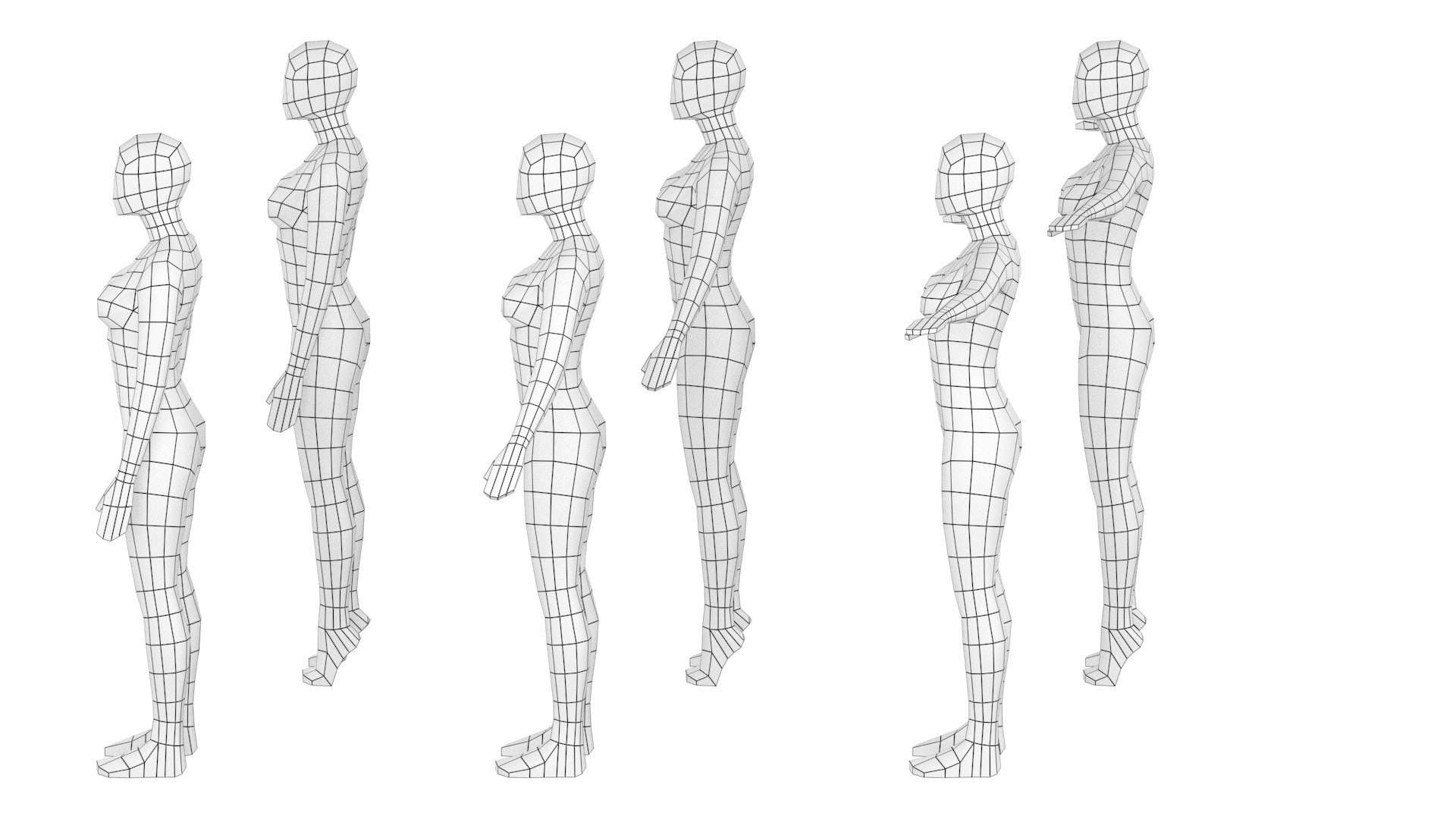 3D Natural Female In 6 Modeling Poses COLLECTION Model - TurboSquid 2216921