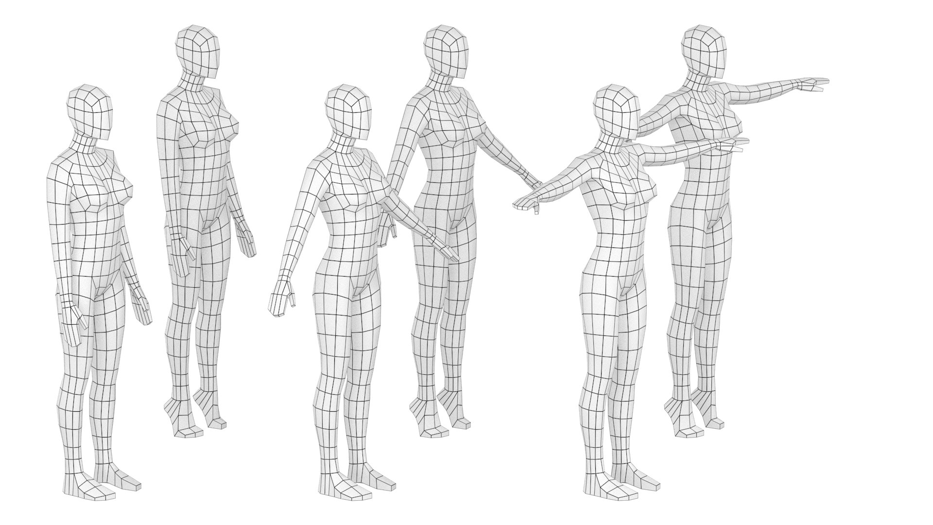 3D Natural Female In 6 Modeling Poses COLLECTION Model - TurboSquid 2216921