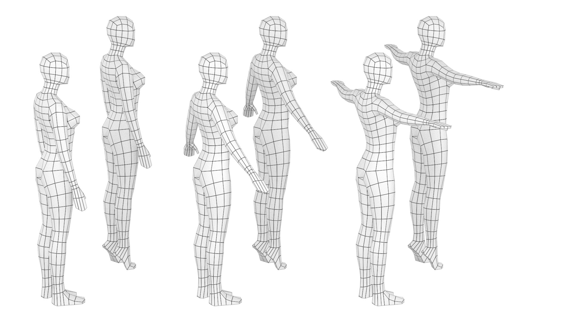 3D Natural Female In 6 Modeling Poses COLLECTION Model - TurboSquid 2216921