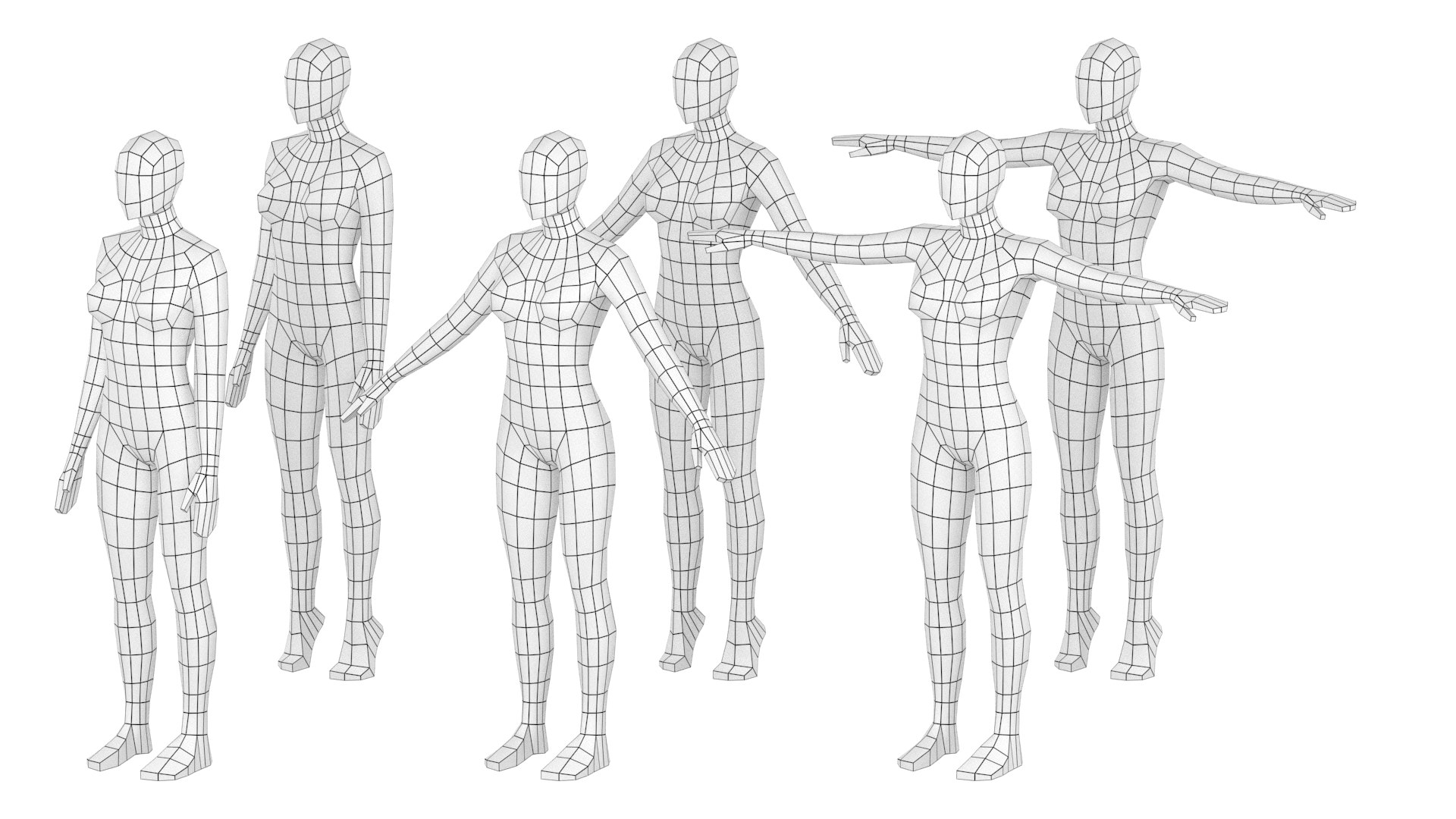 3D Natural Female In 6 Modeling Poses COLLECTION Model - TurboSquid 2216921