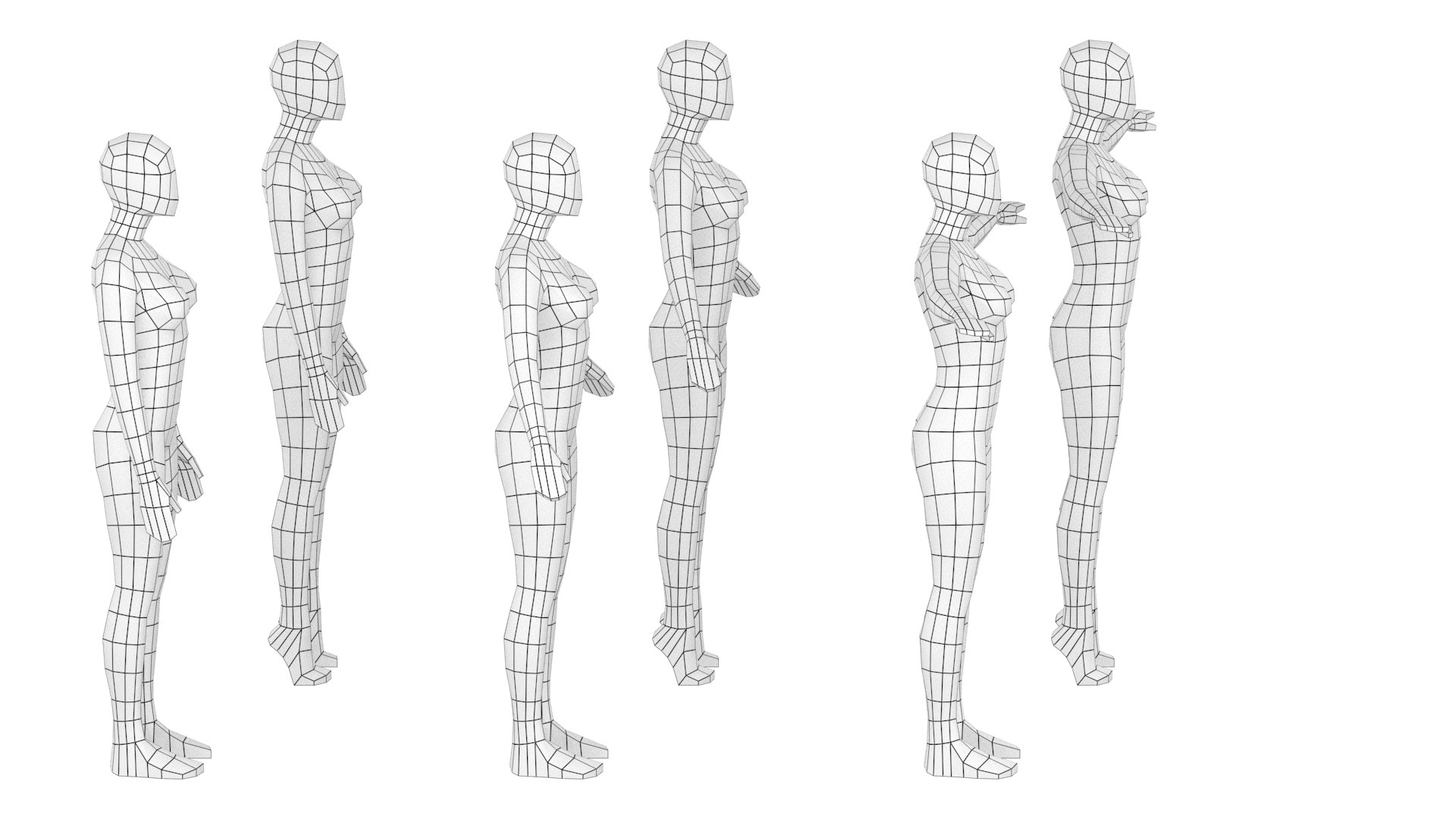 3D Natural Female In 6 Modeling Poses COLLECTION Model - TurboSquid 2216921