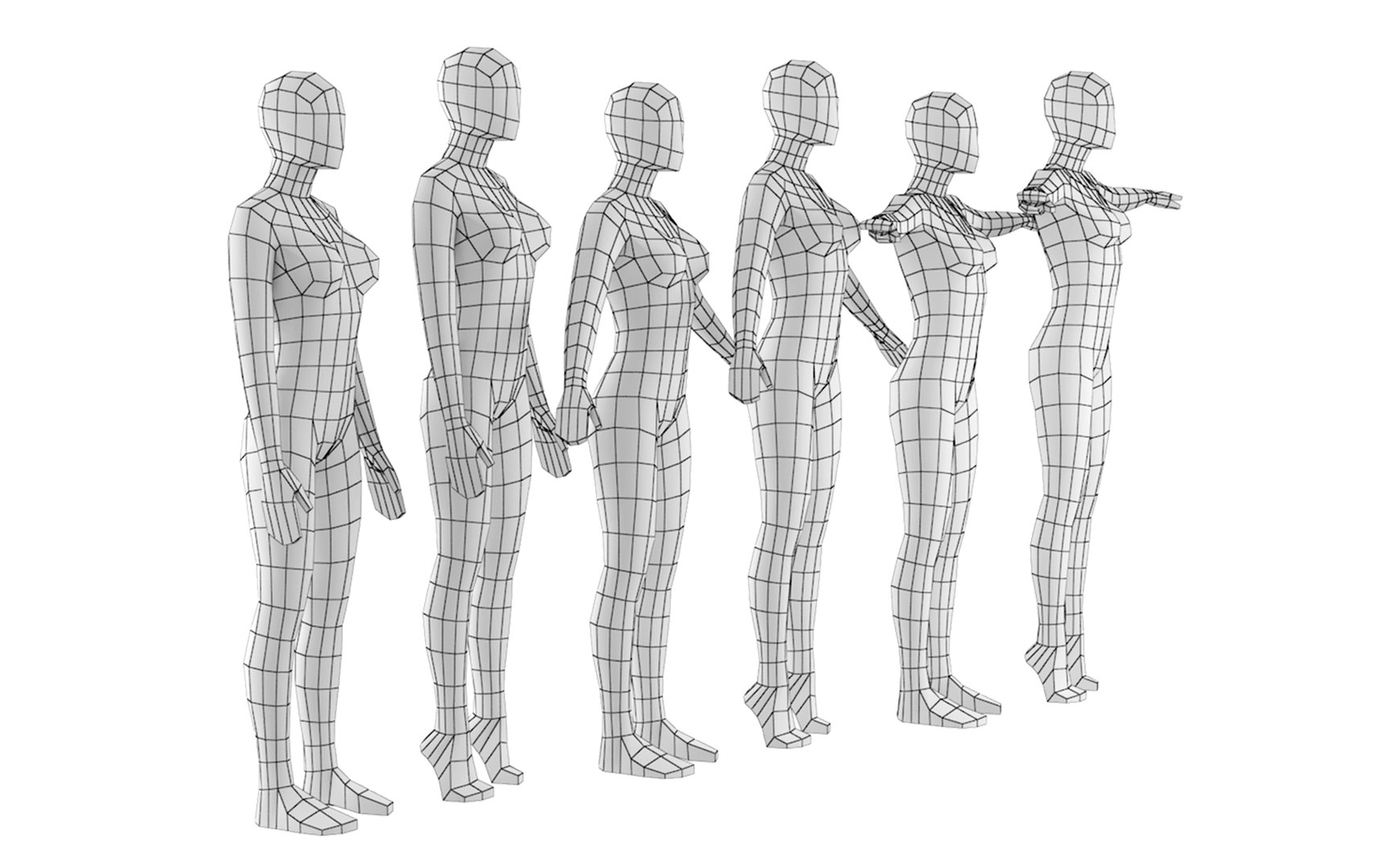 3D Natural Female In 6 Modeling Poses COLLECTION Model - TurboSquid 2216921