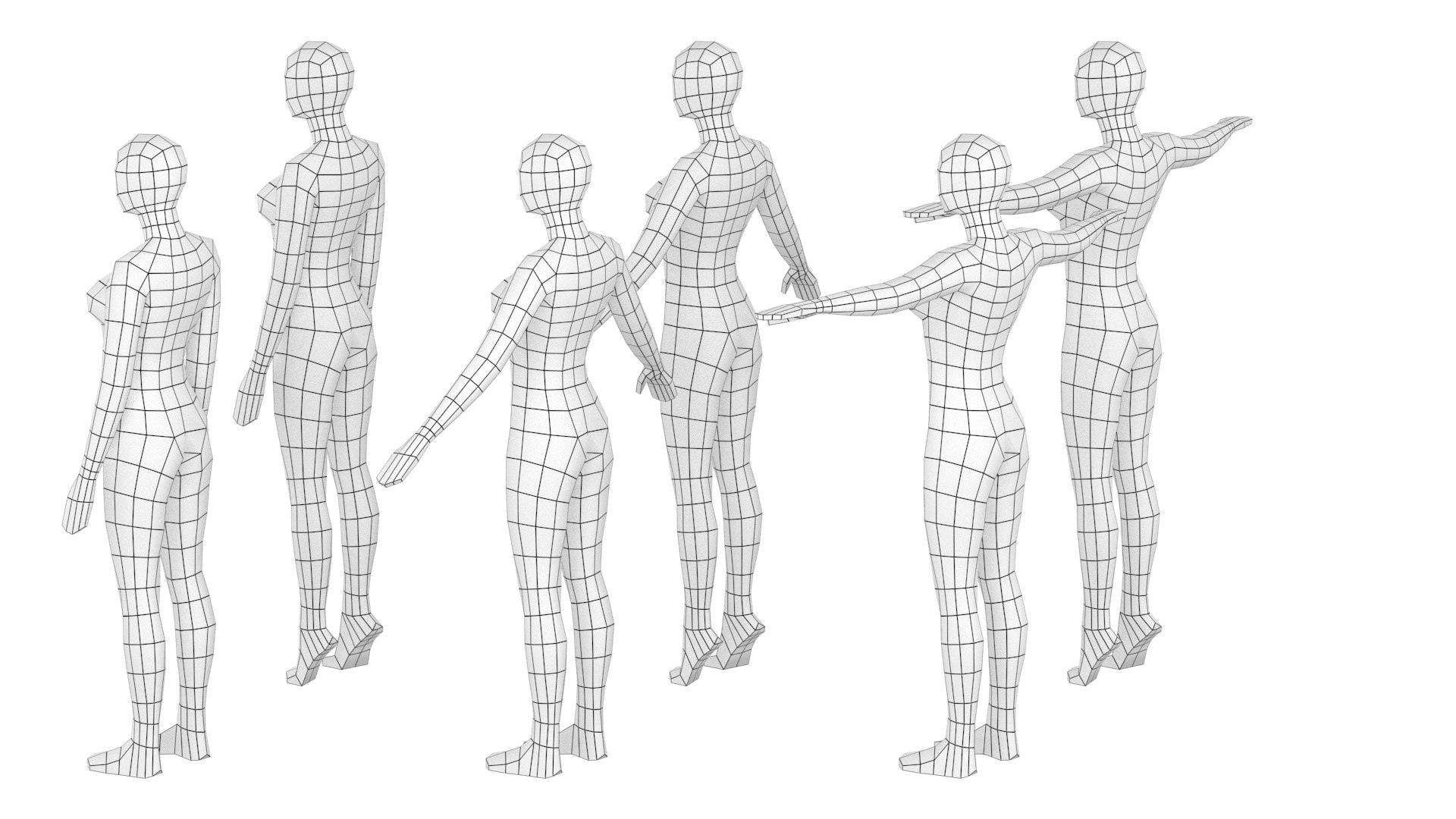 3D Natural Female In 6 Modeling Poses COLLECTION Model - TurboSquid 2216921