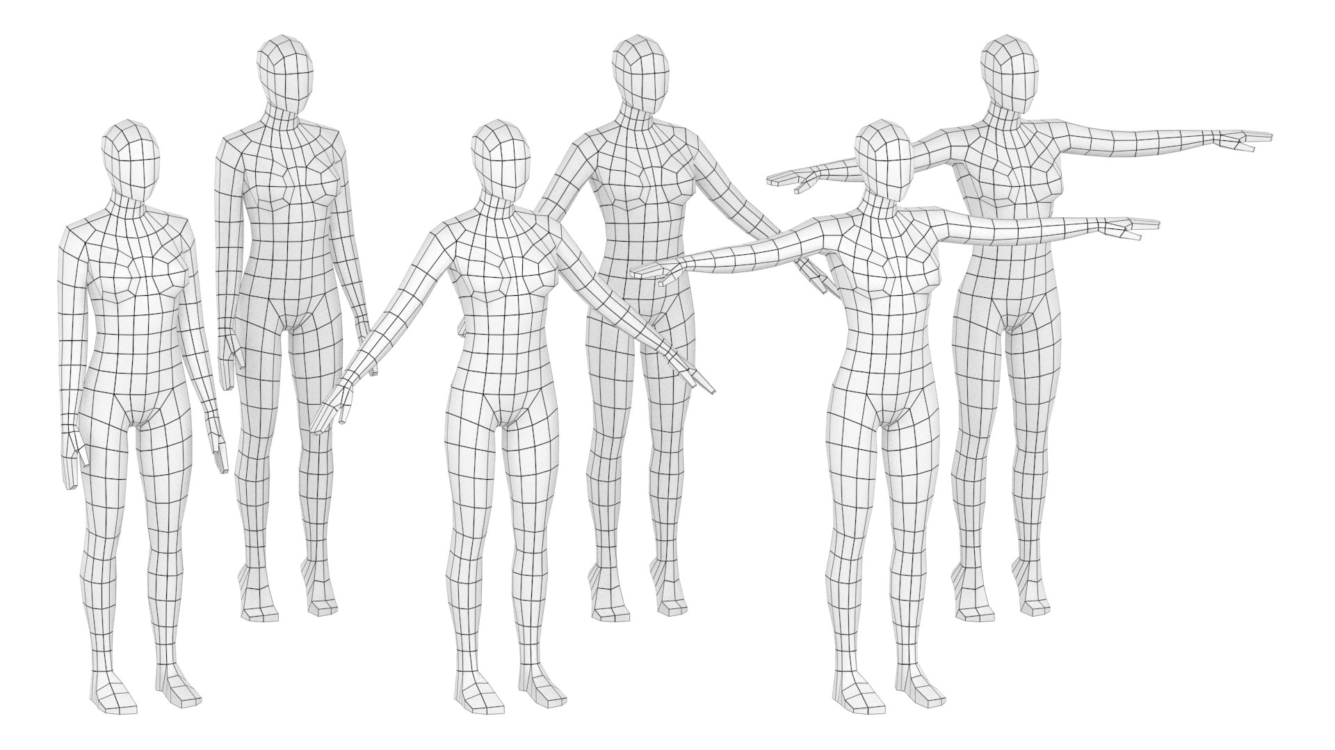 3D Natural Female In 6 Modeling Poses COLLECTION Model - TurboSquid 2216921