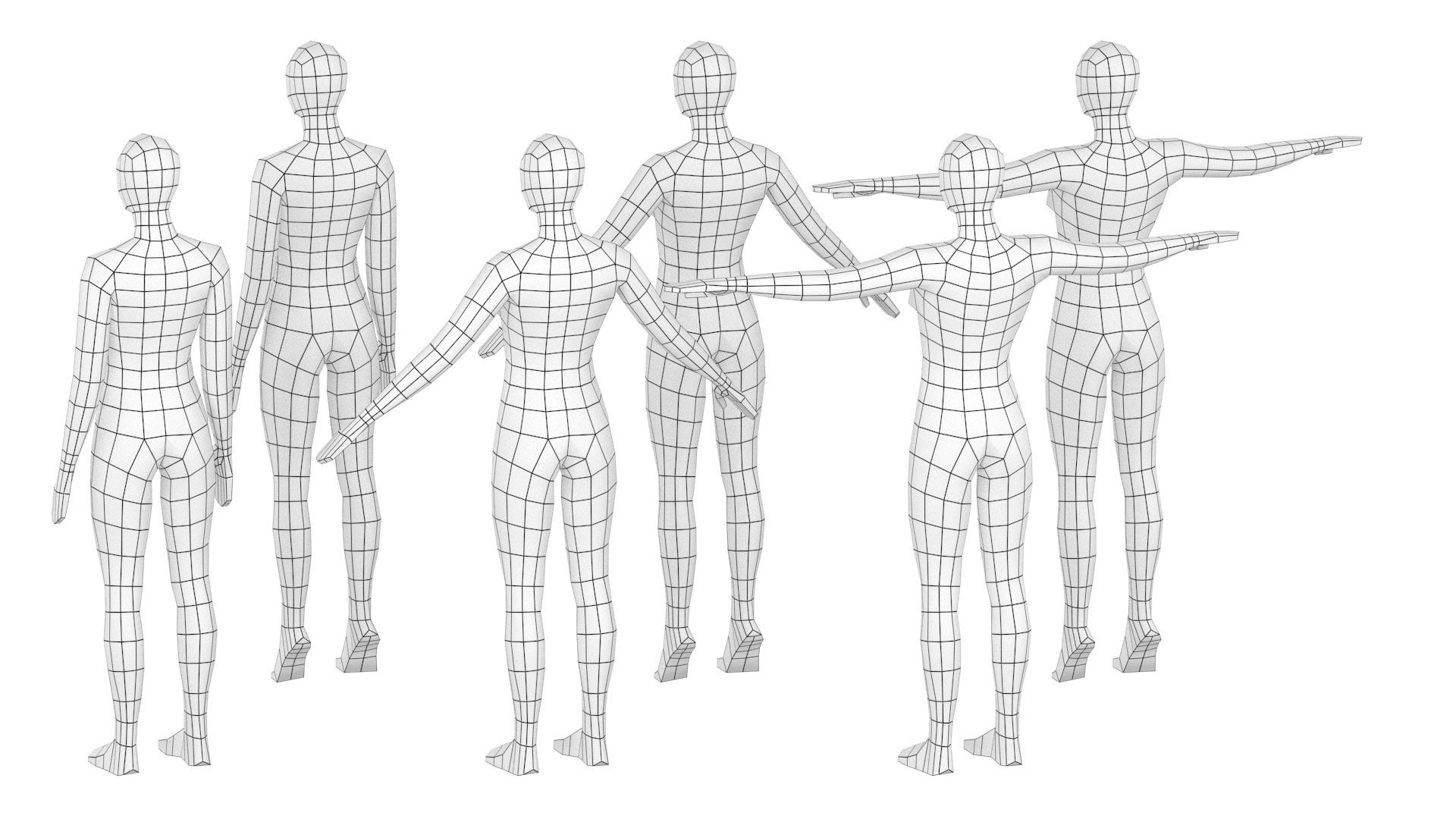 3D Natural Female In 6 Modeling Poses COLLECTION Model - TurboSquid 2216921