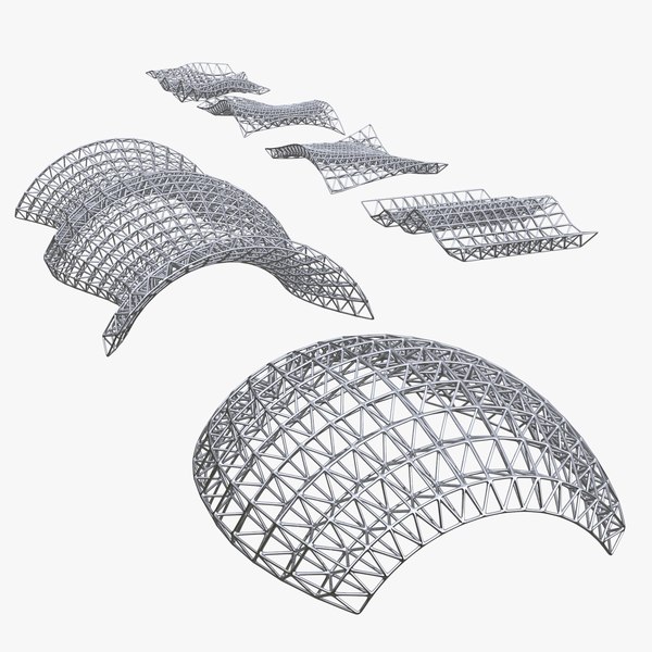modelo 3d Conjunto arquitectónico de estructuras onduladas de celosía ...