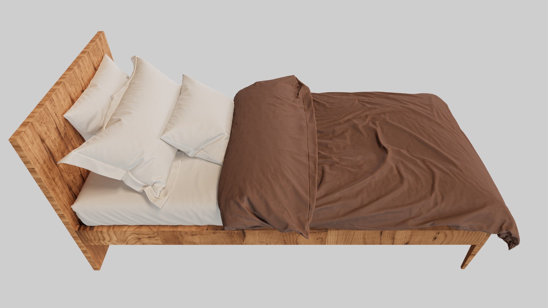 Wooden Bed 3D Model Interior Archviz Ready FBX OBJ Blender 3D ...