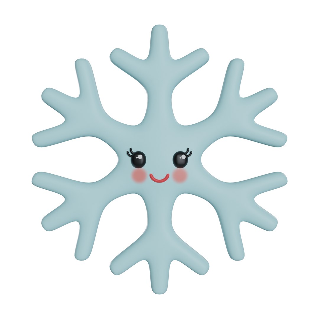Snowflake Mint Funny Face With Eyes And Pink Cheeks And Lips Kawaii ...