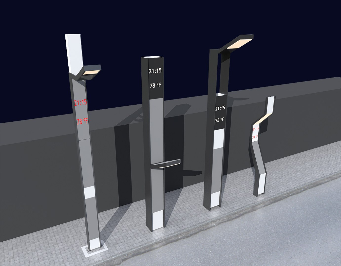 3d Model Modern Street Lamps