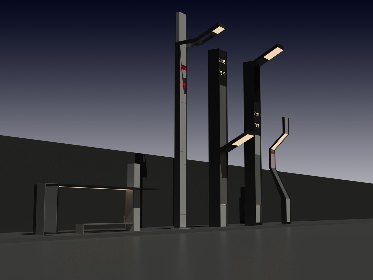 3d Model Modern Street Lamps