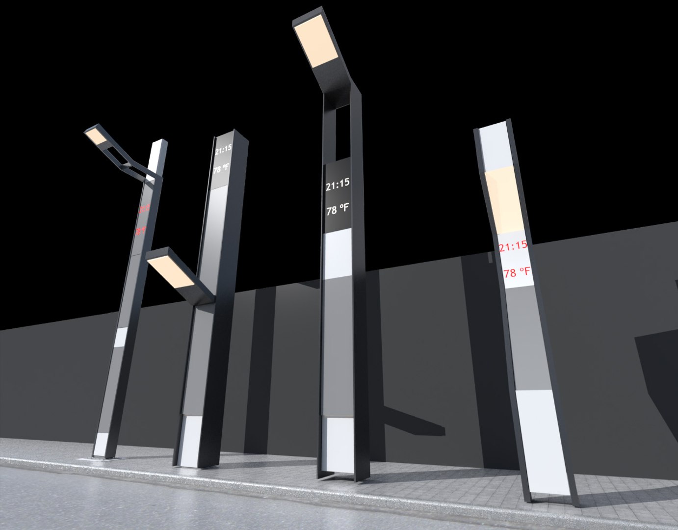 3d Model Modern Street Lamps