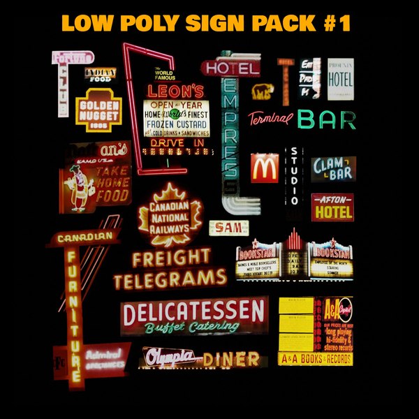 Low Poly Neon Signs Pack 13Dモデル - TurboSquid 2062876