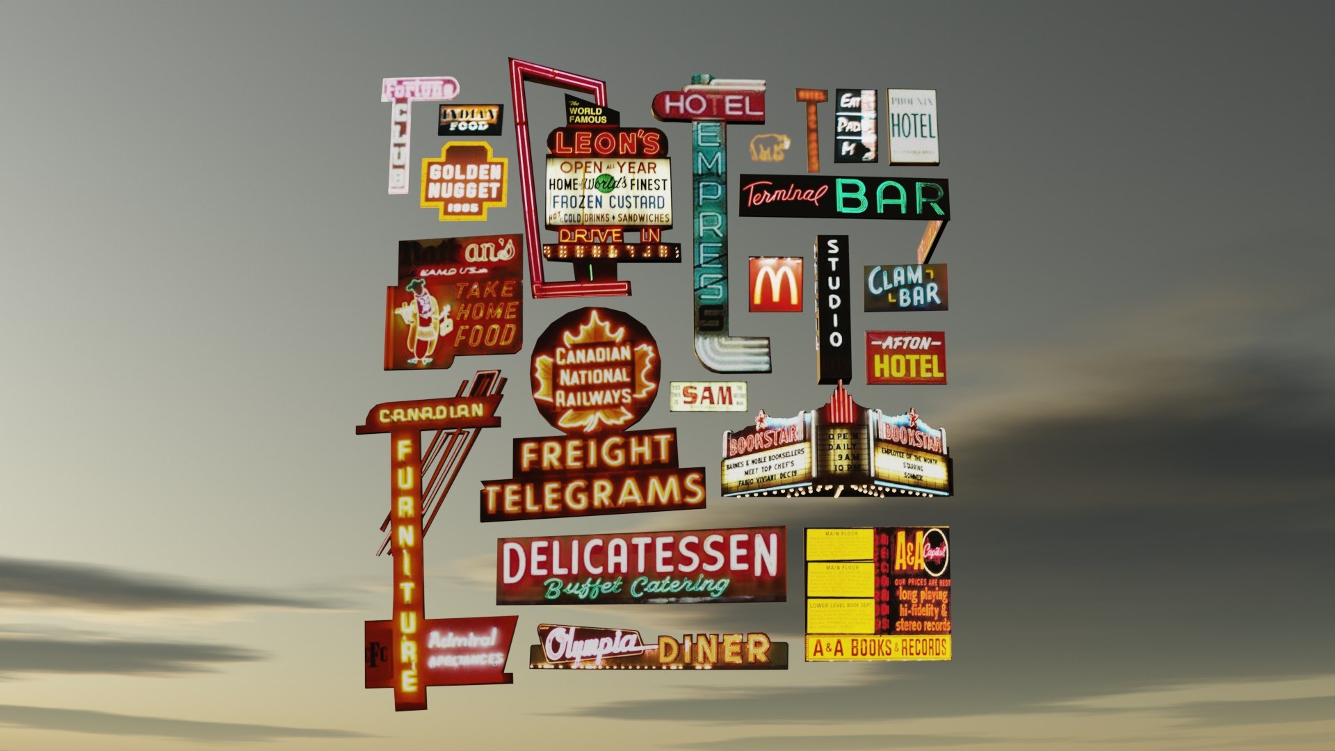 Low Poly Neon Signs Pack 1 3D model - TurboSquid 2062876