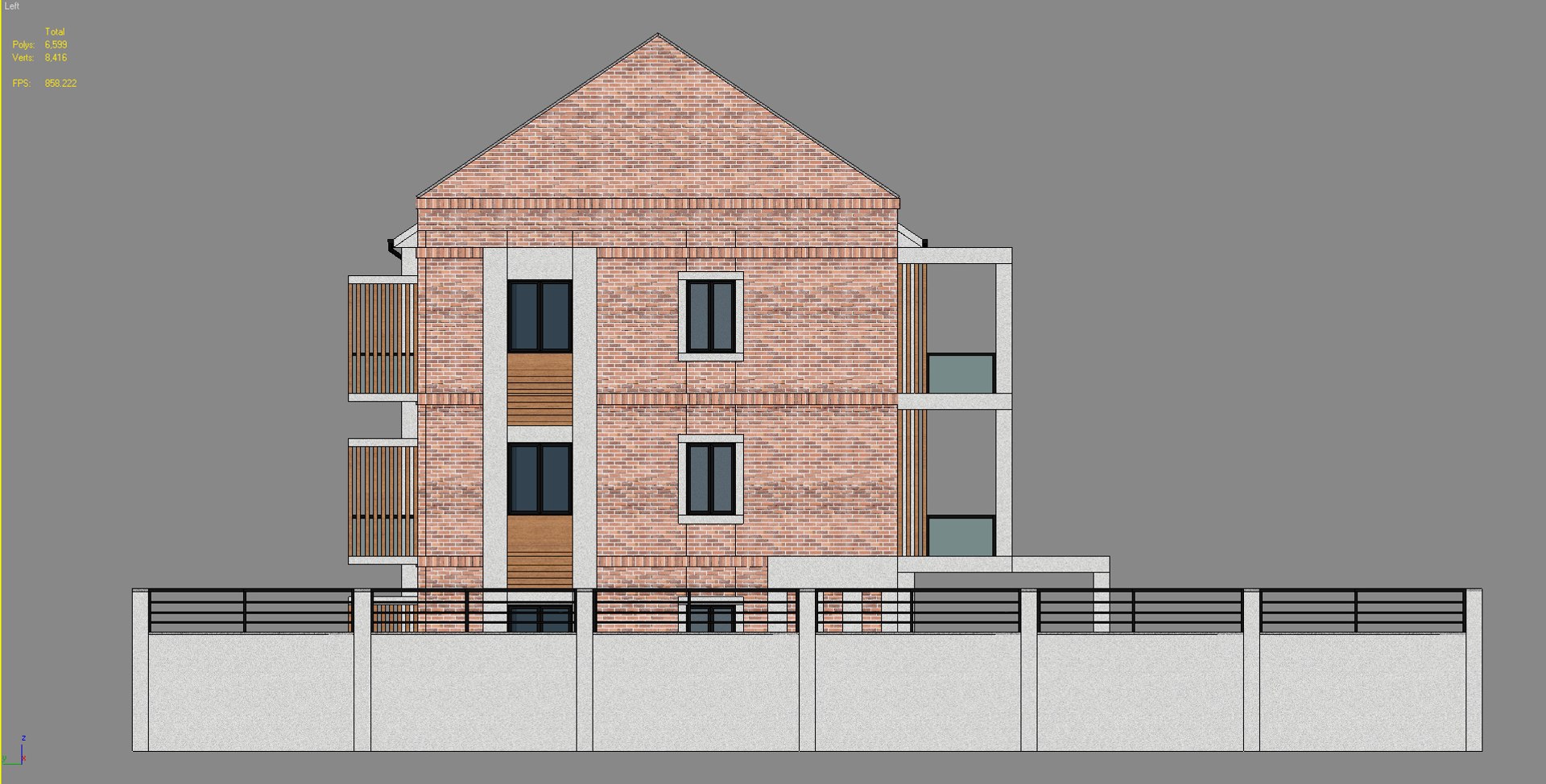 3D Model Three Storey Brick House 2 - TurboSquid 2197712