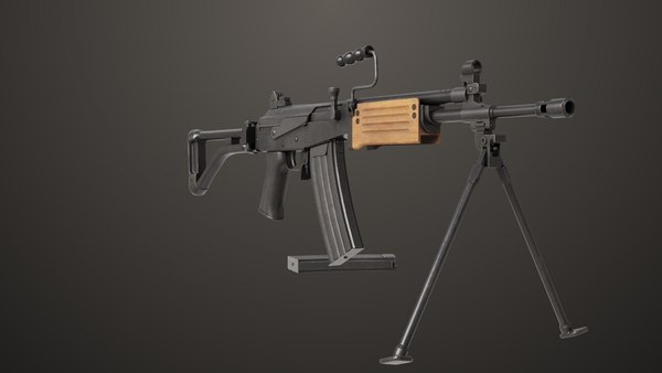 modelo 3d Ametralladora 13 Mango de madera Todas las texturas PBR Unity ...