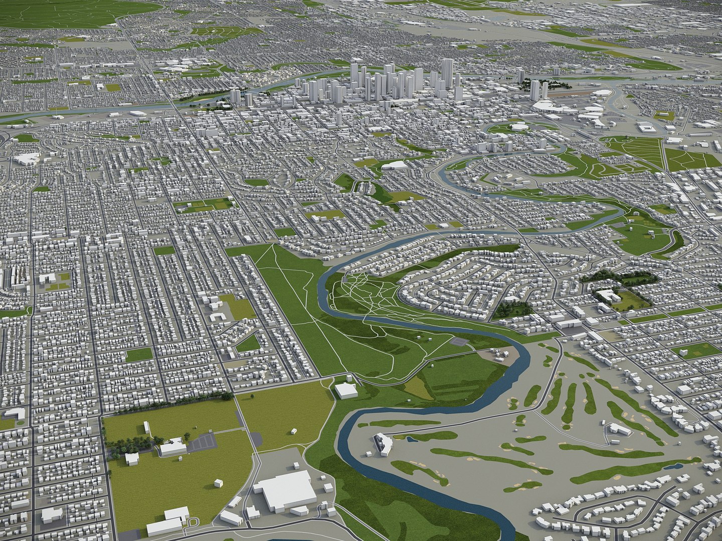 3D City Calgary Surrounding Area Model - TurboSquid 1405771