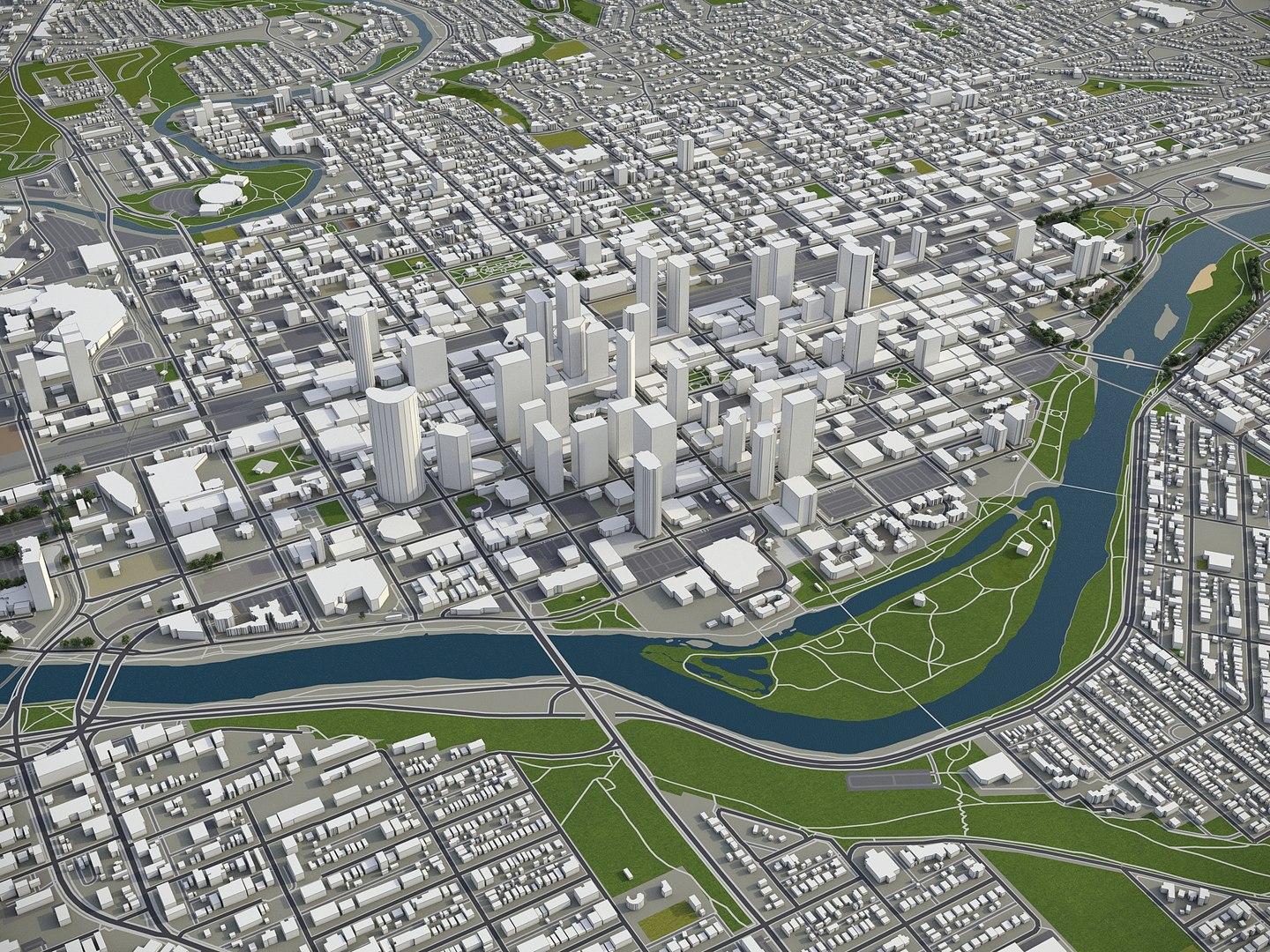 3D City Calgary Surrounding Area Model - TurboSquid 1405771