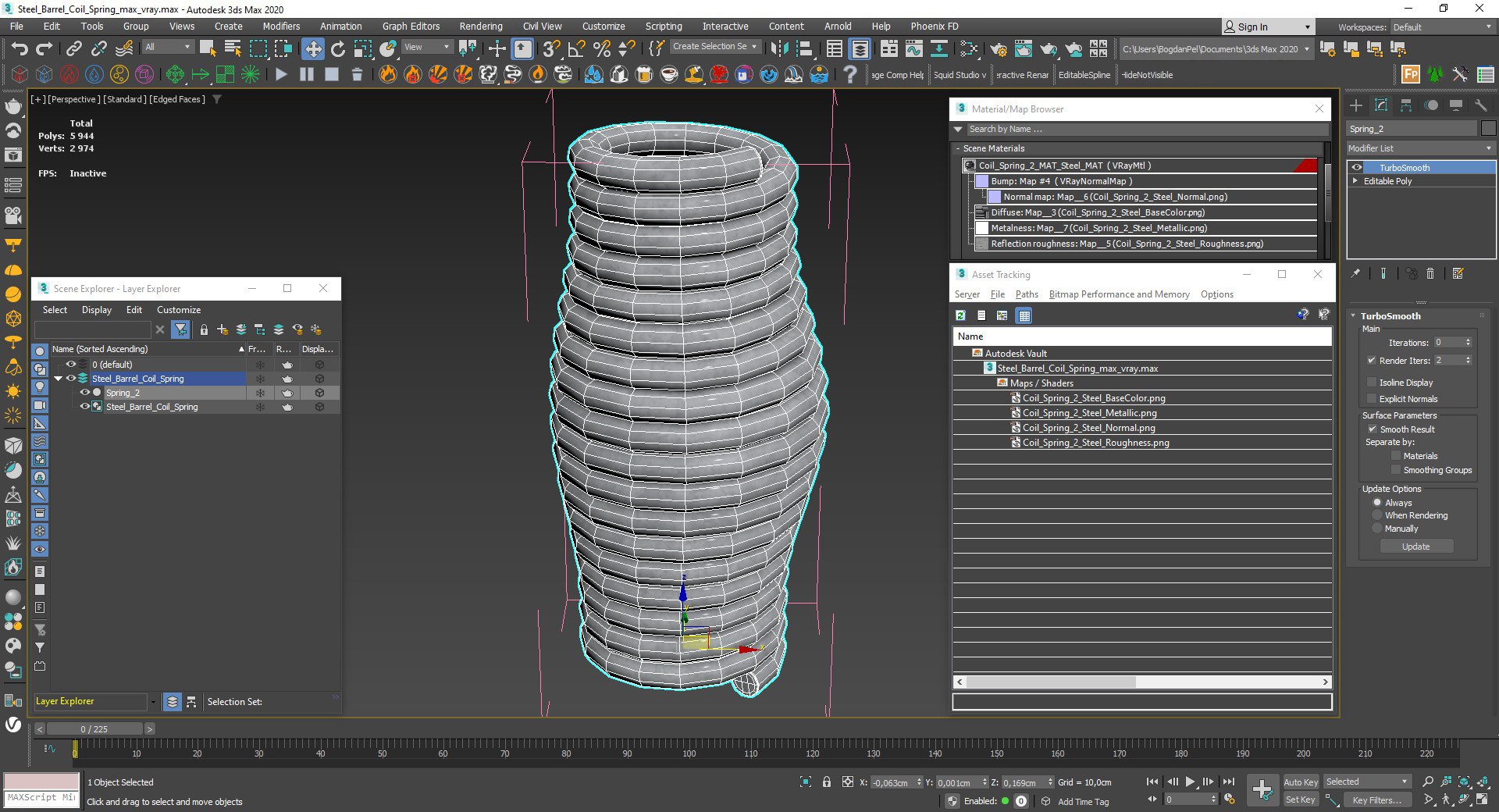 Steel Barrel Coil Spring 3D Model - TurboSquid 2402891