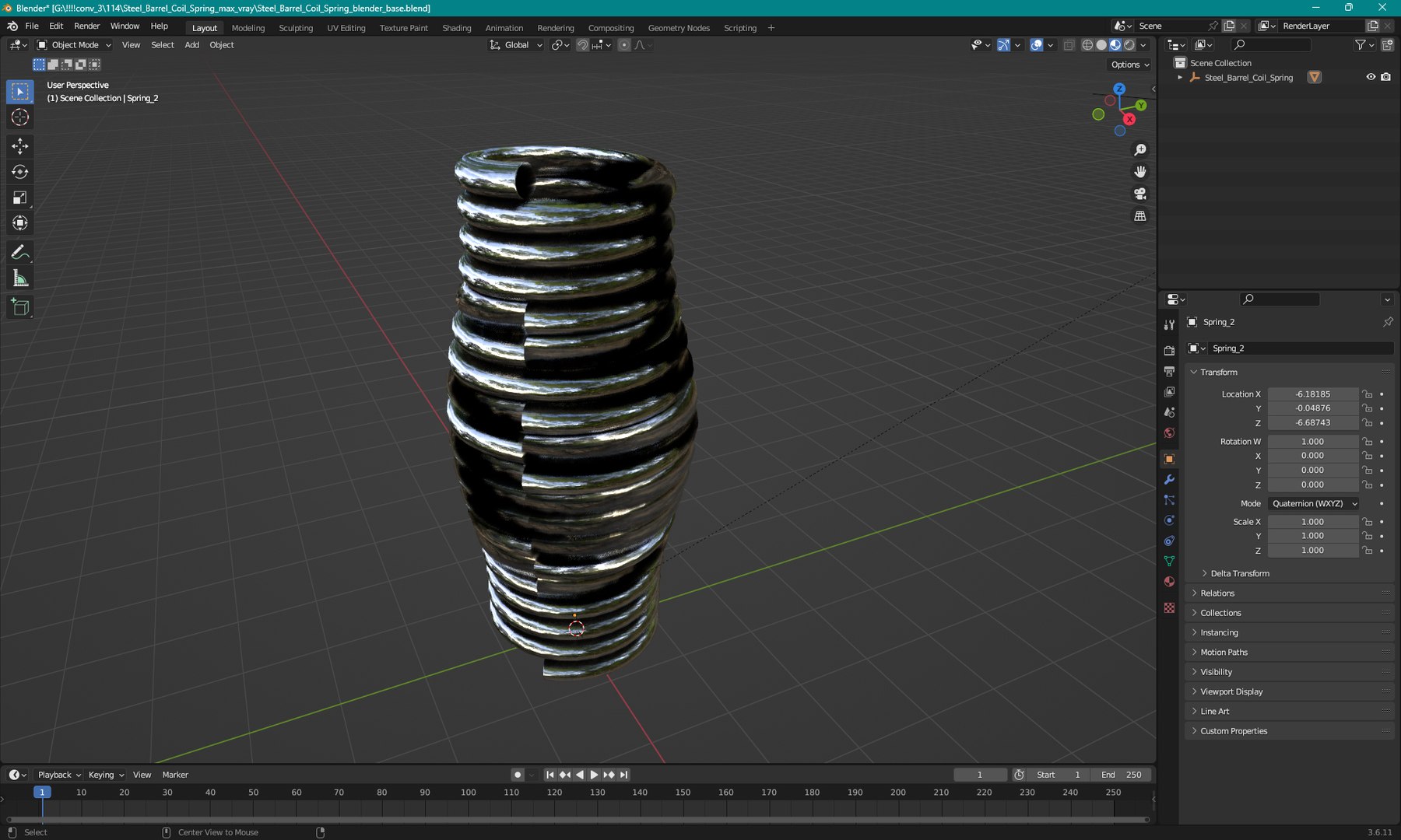 Steel Barrel Coil Spring 3D Model - TurboSquid 2402891