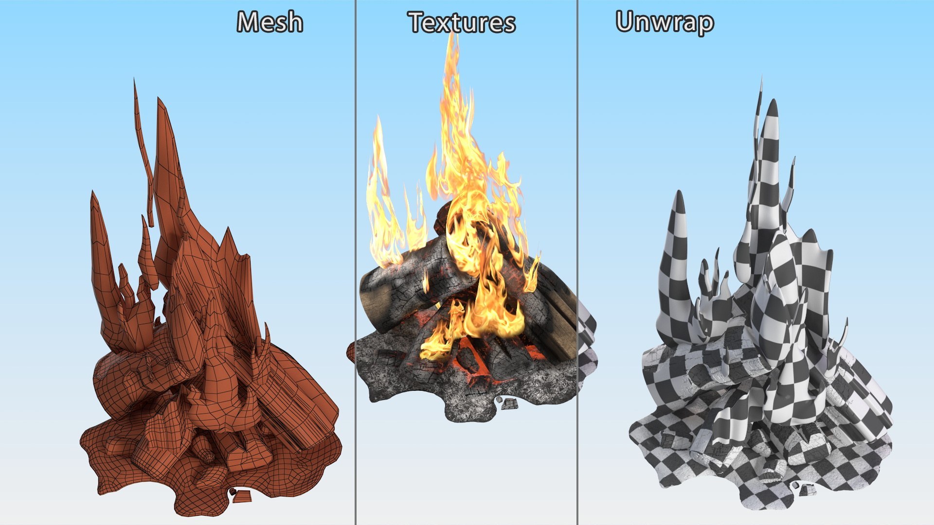 3D Burning Wooden Logs Collection 2 - TurboSquid 2421502
