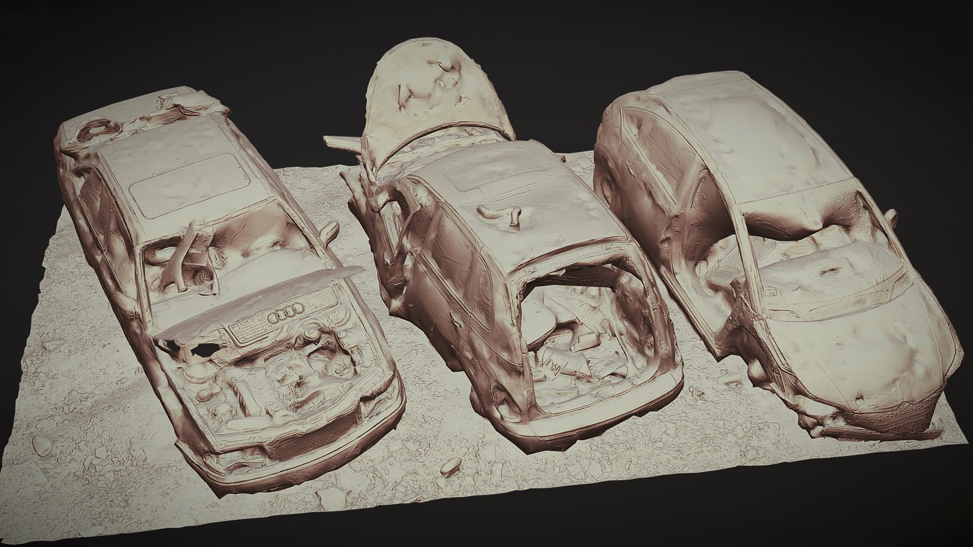 Car Wrecks Destroyed Ground Part3 RAW Photogrammetry 3D Model ...