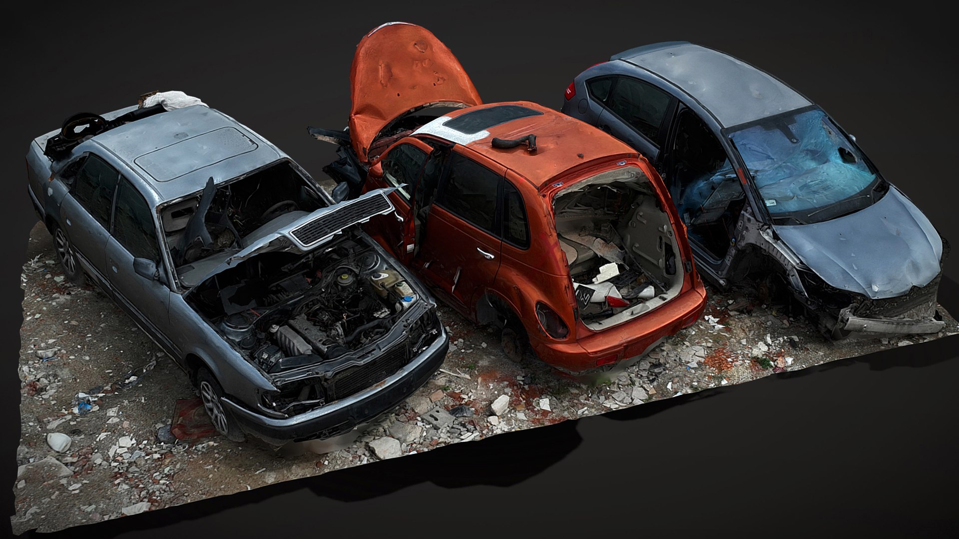 Car Wrecks Destroyed Ground Part3 RAW Photogrammetry 3D Model ...