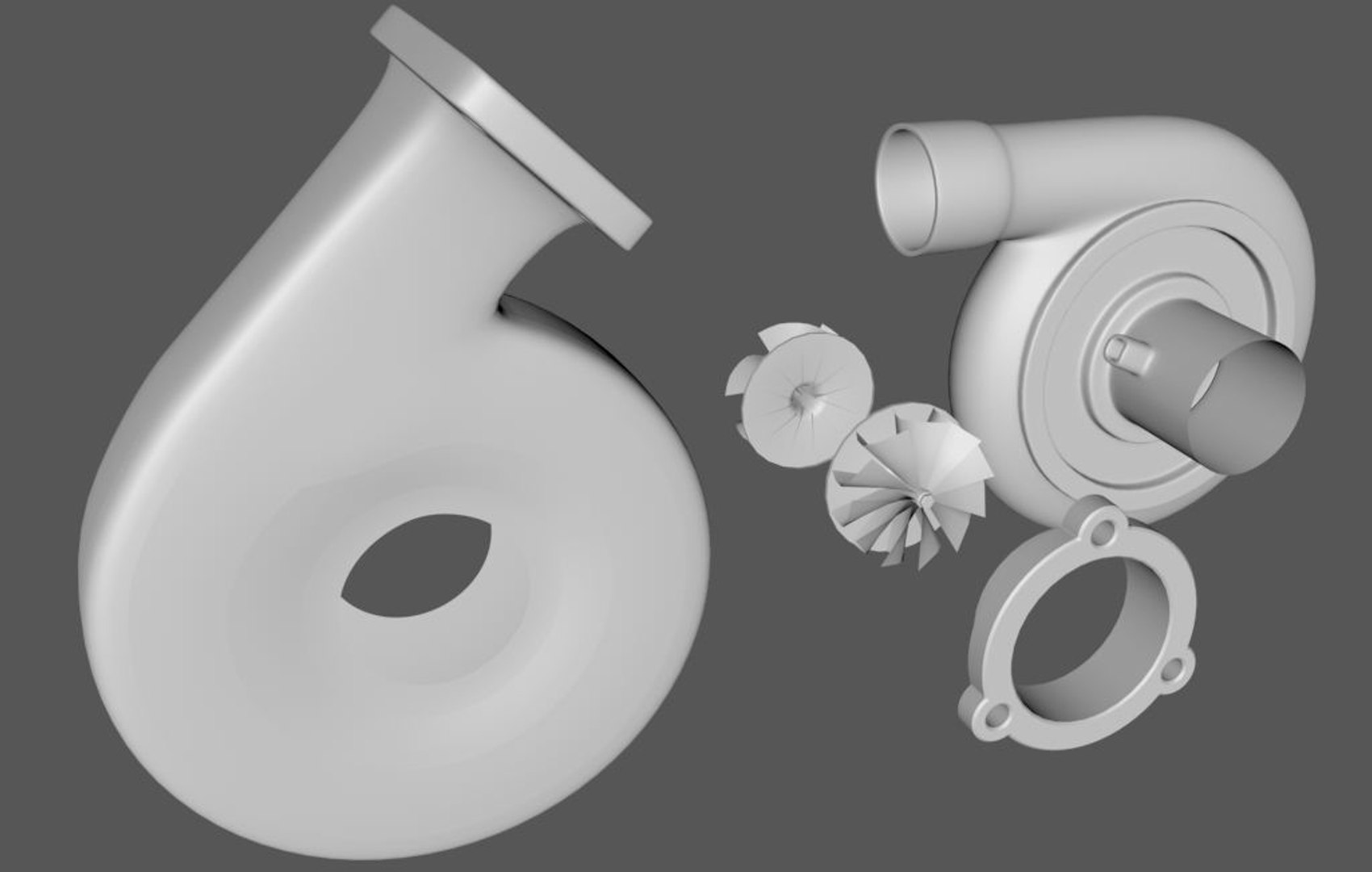Engine Turbocharger Turbo 3d C4d