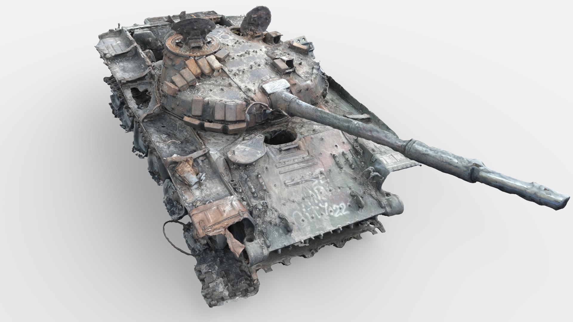 3D Burned Tank Wreck 01 Model - TurboSquid 2095944