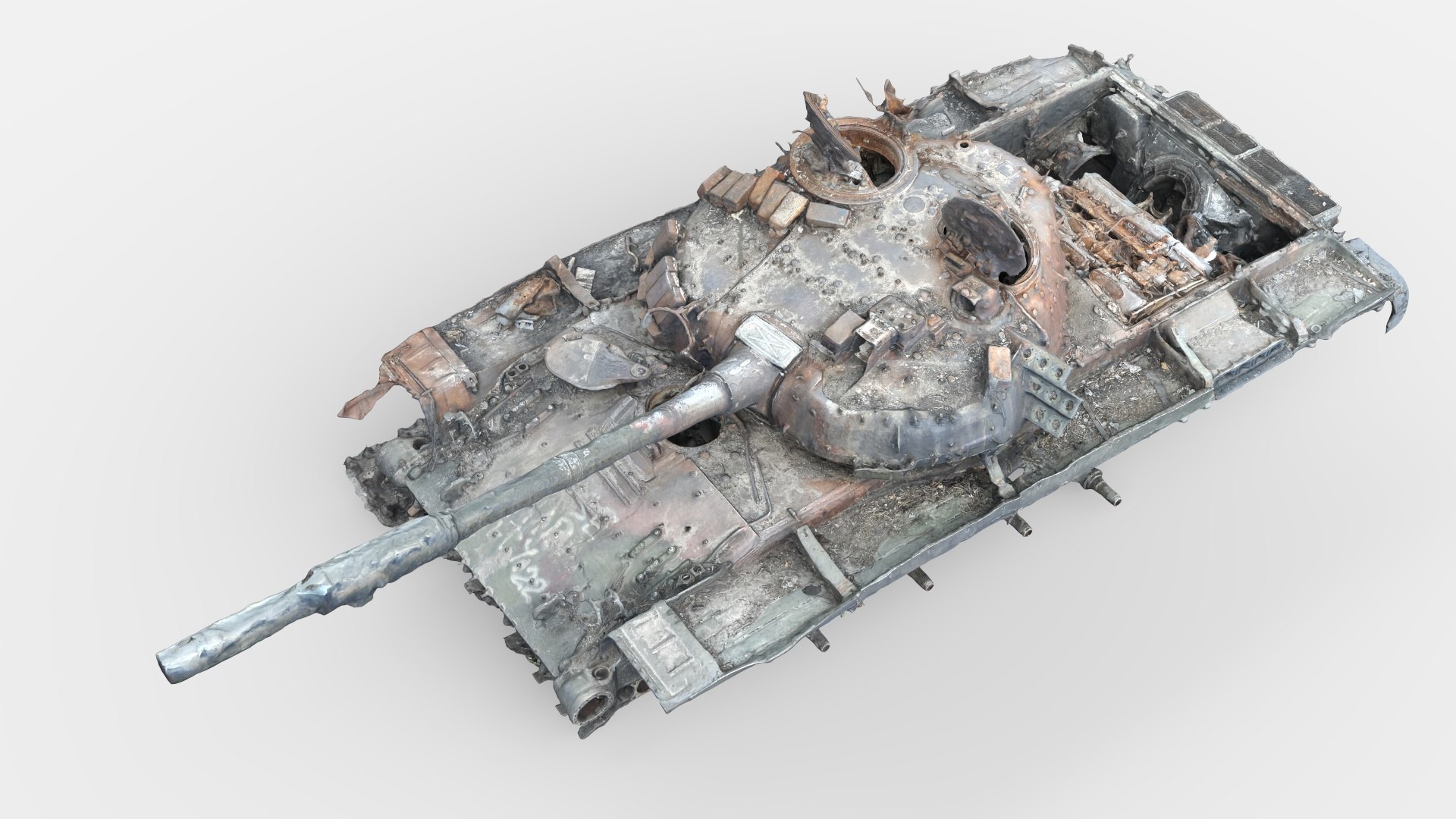 3D Burned Tank Wreck 01 Model - TurboSquid 2095944