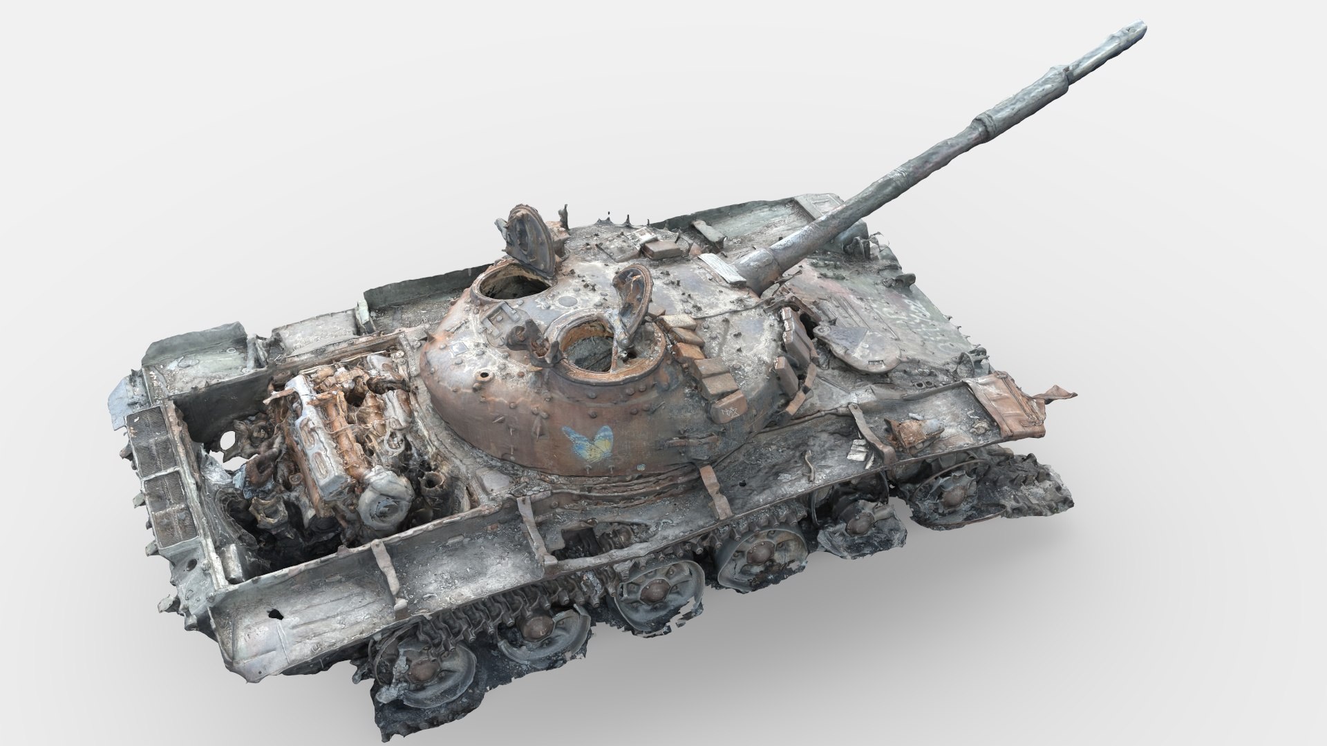 3D Burned Tank Wreck 01 model - TurboSquid 2095944