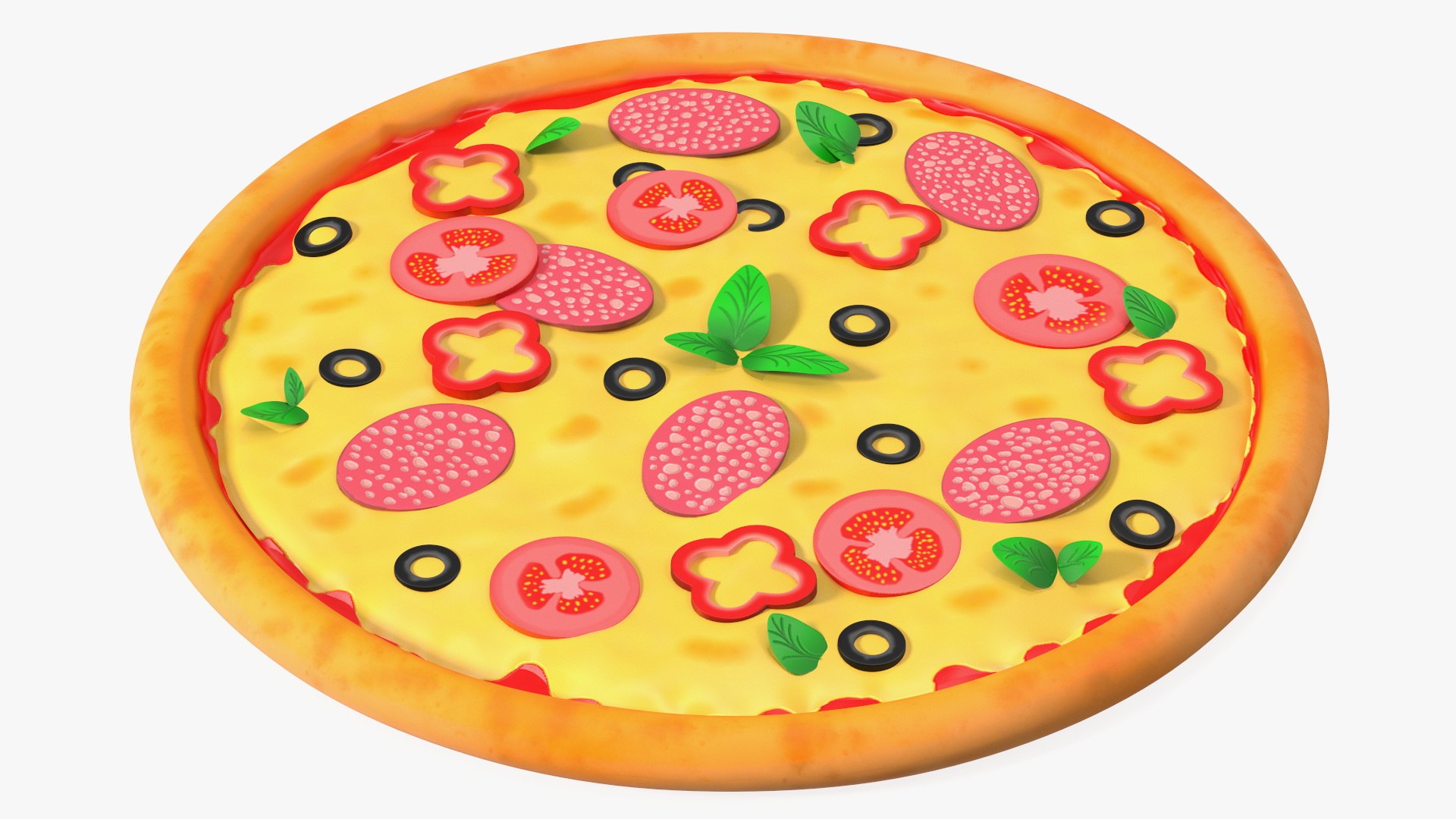 Cartoon Pepperoni Pizza Whole 3D Model - TurboSquid 2051073