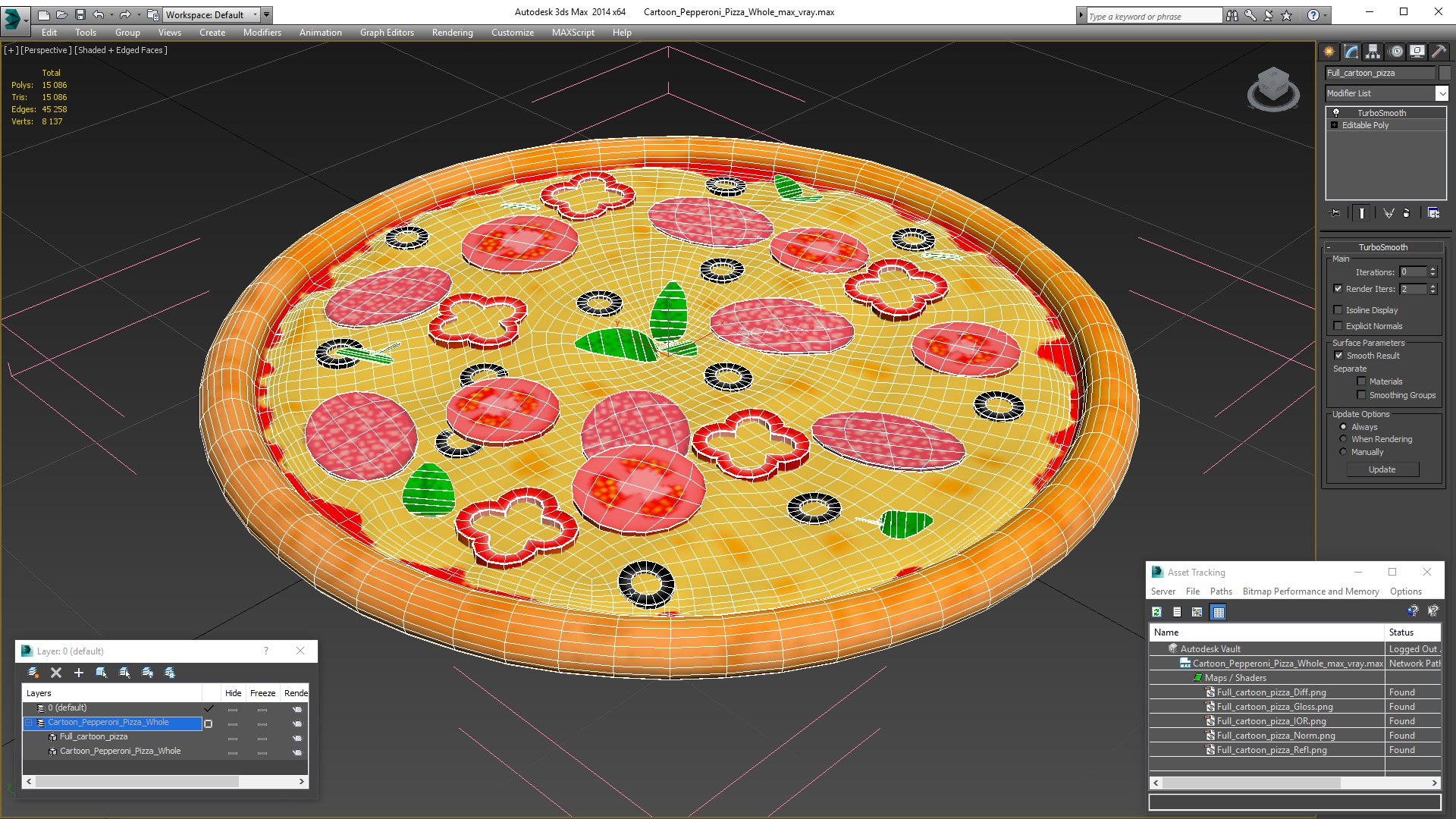 Cartoon Pepperoni Pizza Whole 3D Model - TurboSquid 2051073