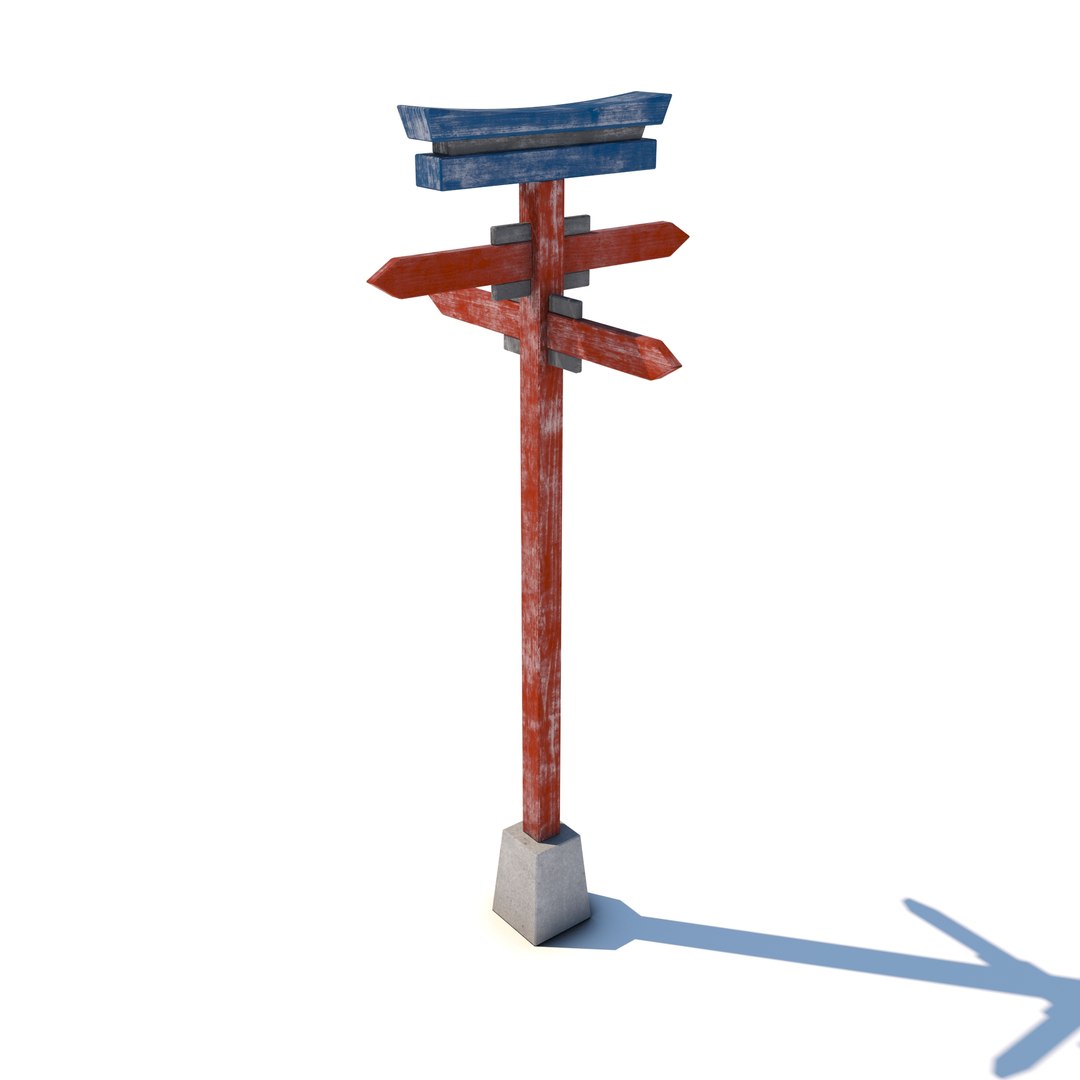 3D Traditional Japanese Direction Sign - TurboSquid 1778566