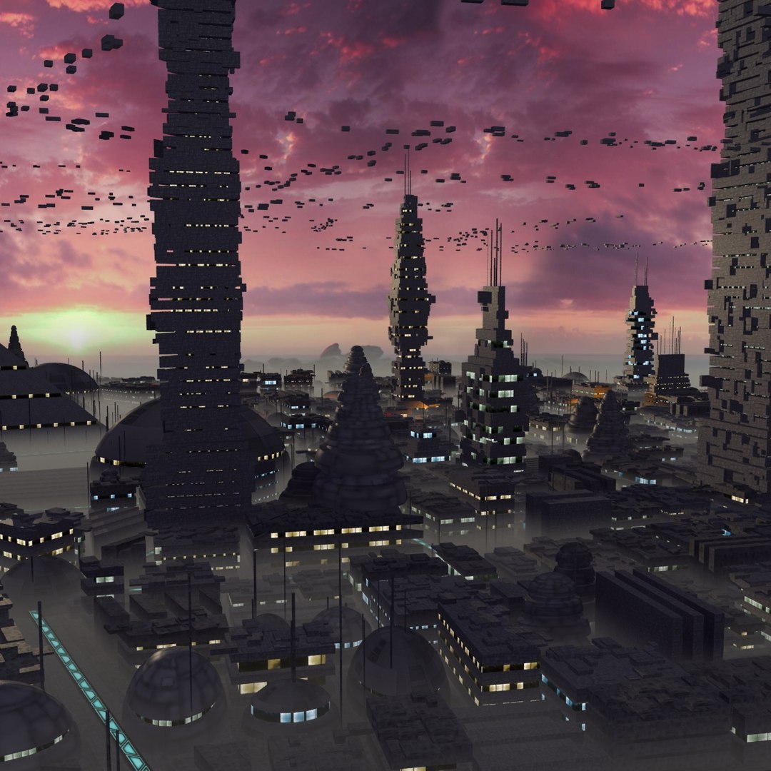 Futuristic Space City 3d Model