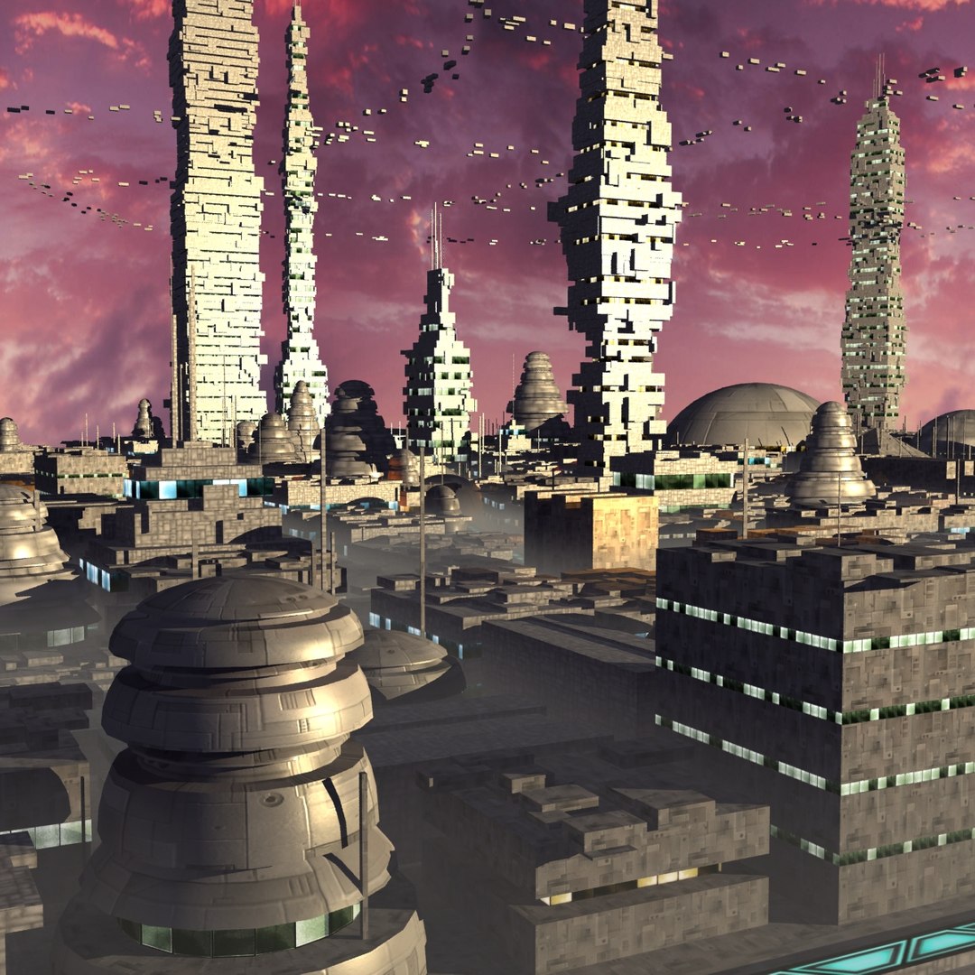 Futuristic Space City 3d Model