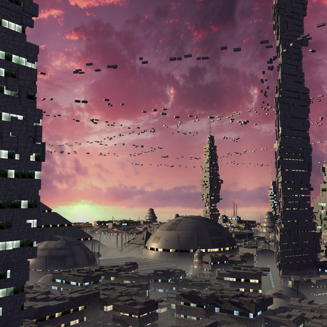 Futuristic Space City 3d Model