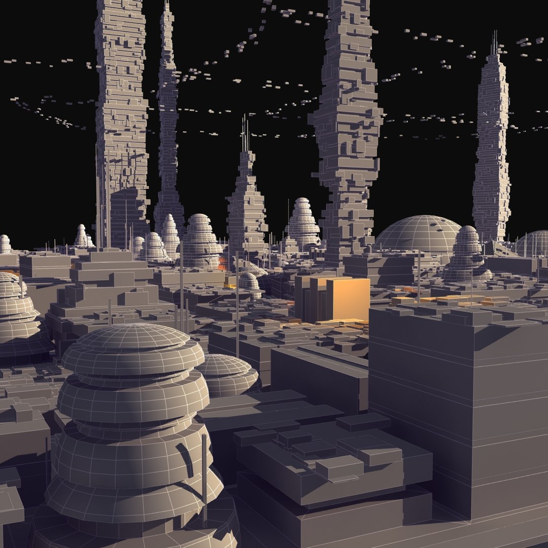 Futuristic Space City 3d Model