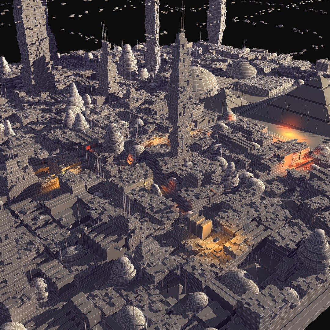 Futuristic Space City 3d Model