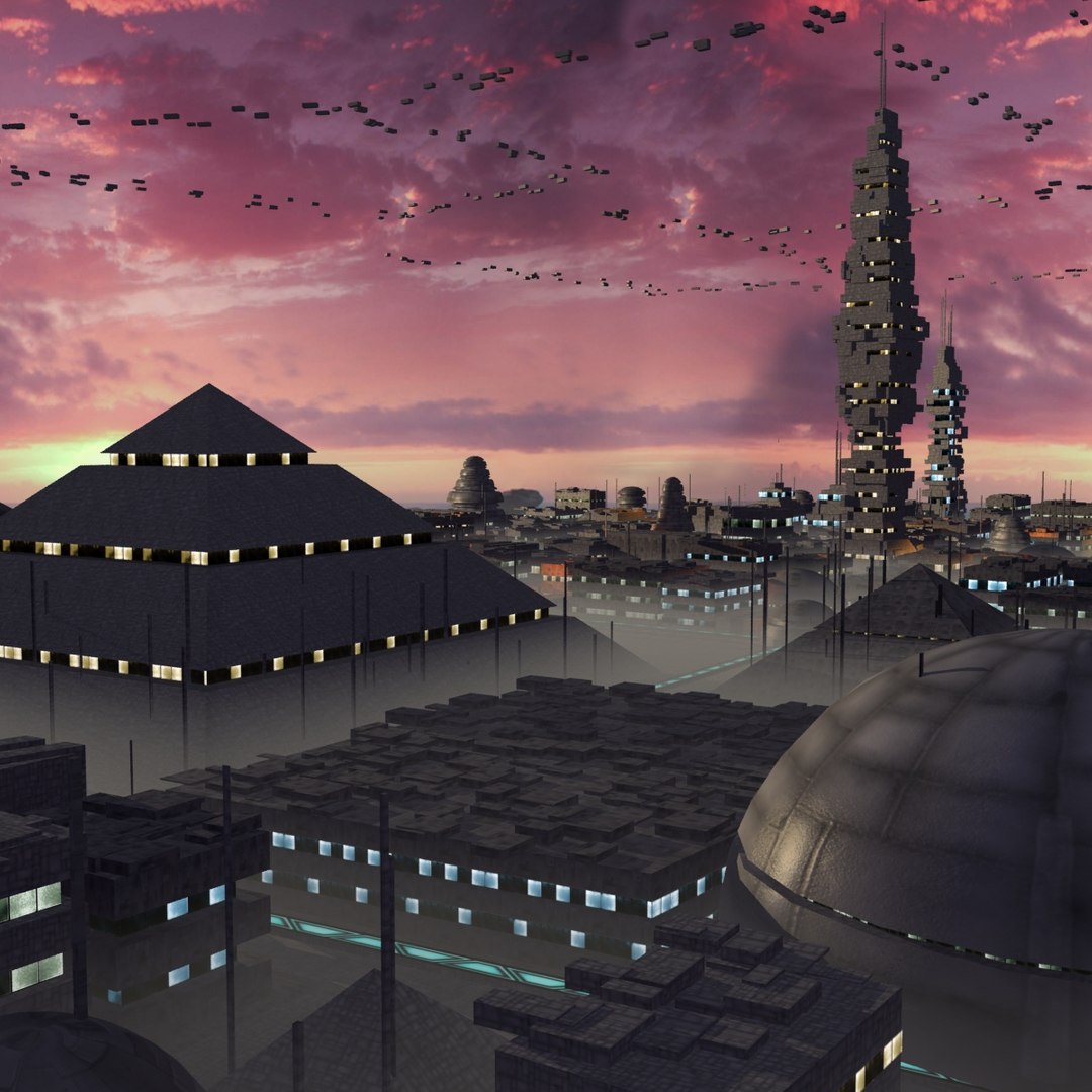 Futuristic Space City 3d Model