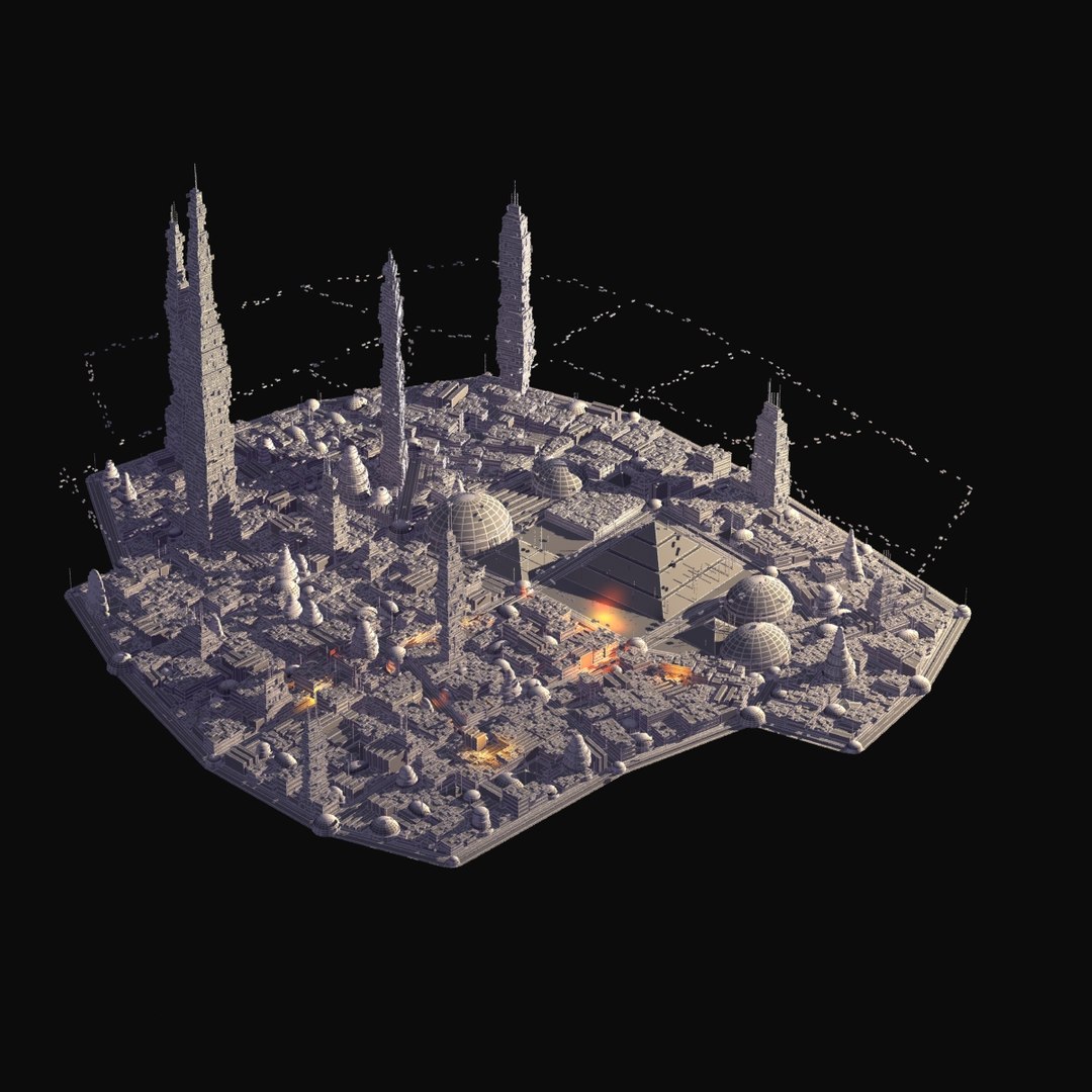 futuristic space city 3d model