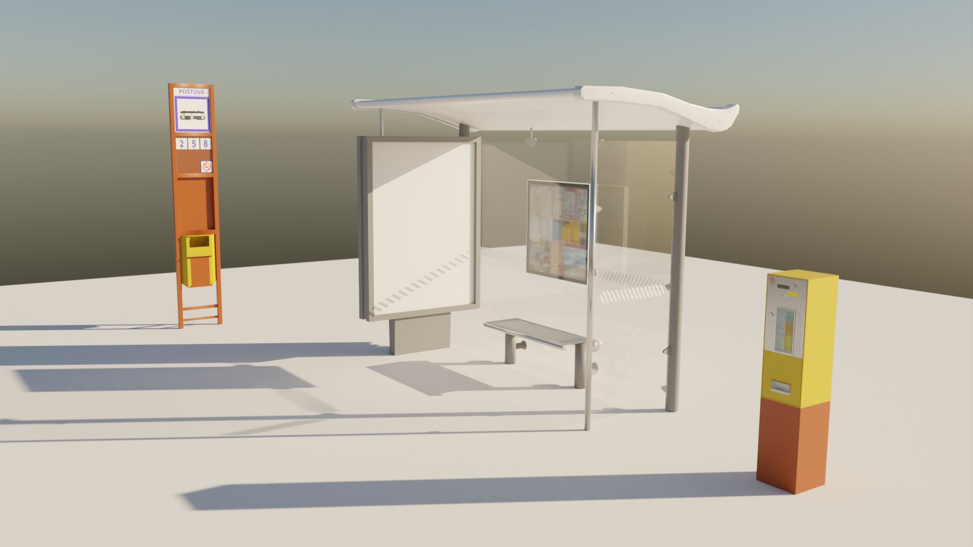 3D Bus Stop Model - TurboSquid 1966616