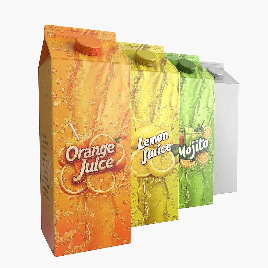 3D Juice Paper Box Packaging - TurboSquid 2390150