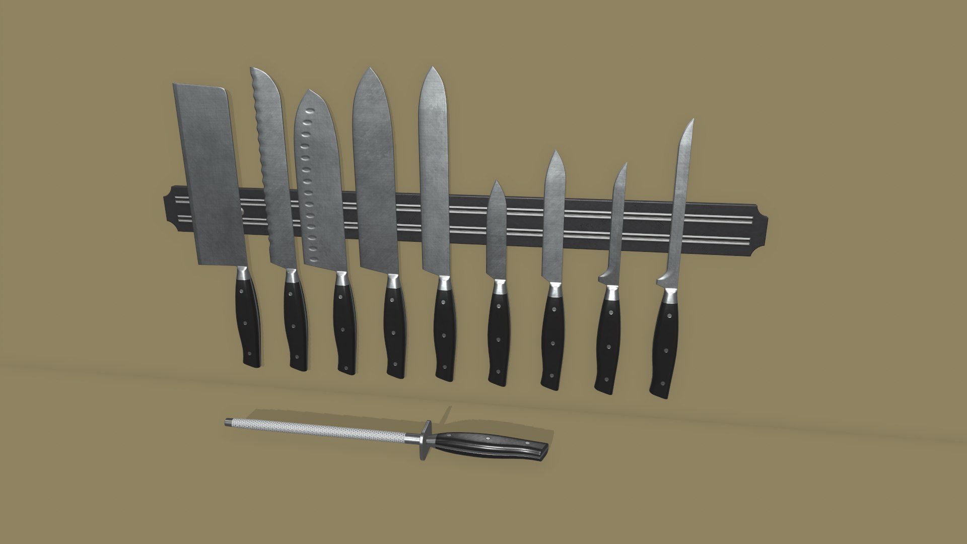 Low-poly Kitchen Knife Set 3D - TurboSquid 1709482