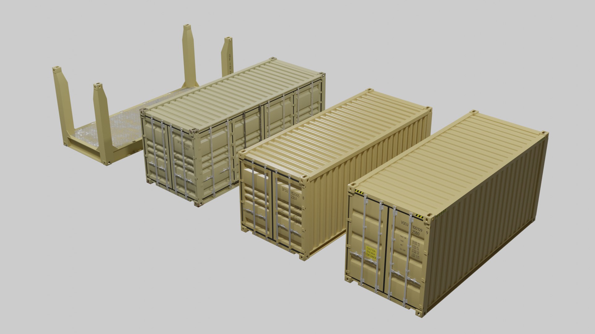 3D Container 20ft Set Model - TurboSquid 2018579