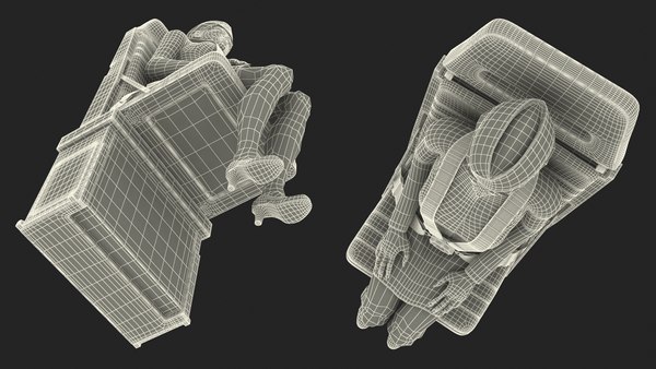 modelo 3d Una azafata se sienta en la silla de asistente de vuelo de ...