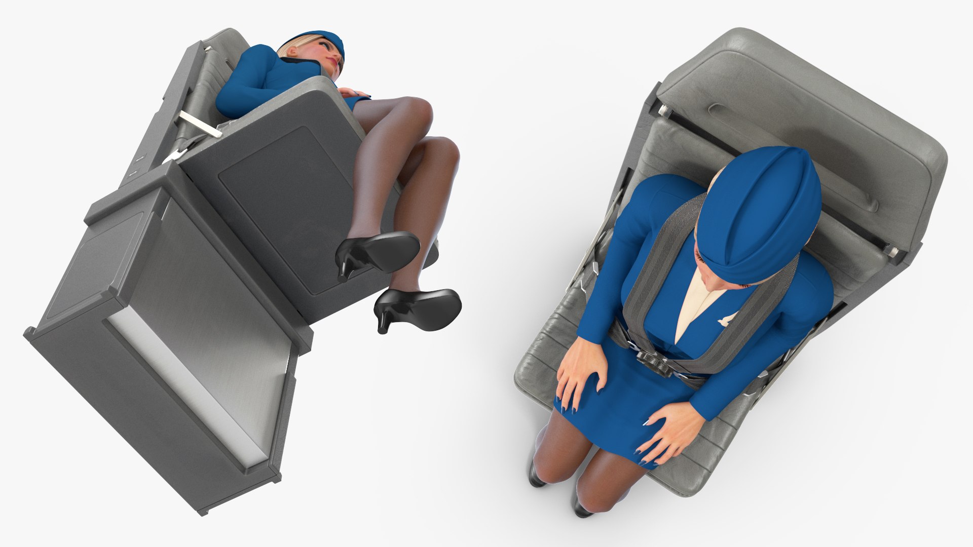 3D Stewardess Sits In Boeing Flight Attendant Chair - TurboSquid 2324111