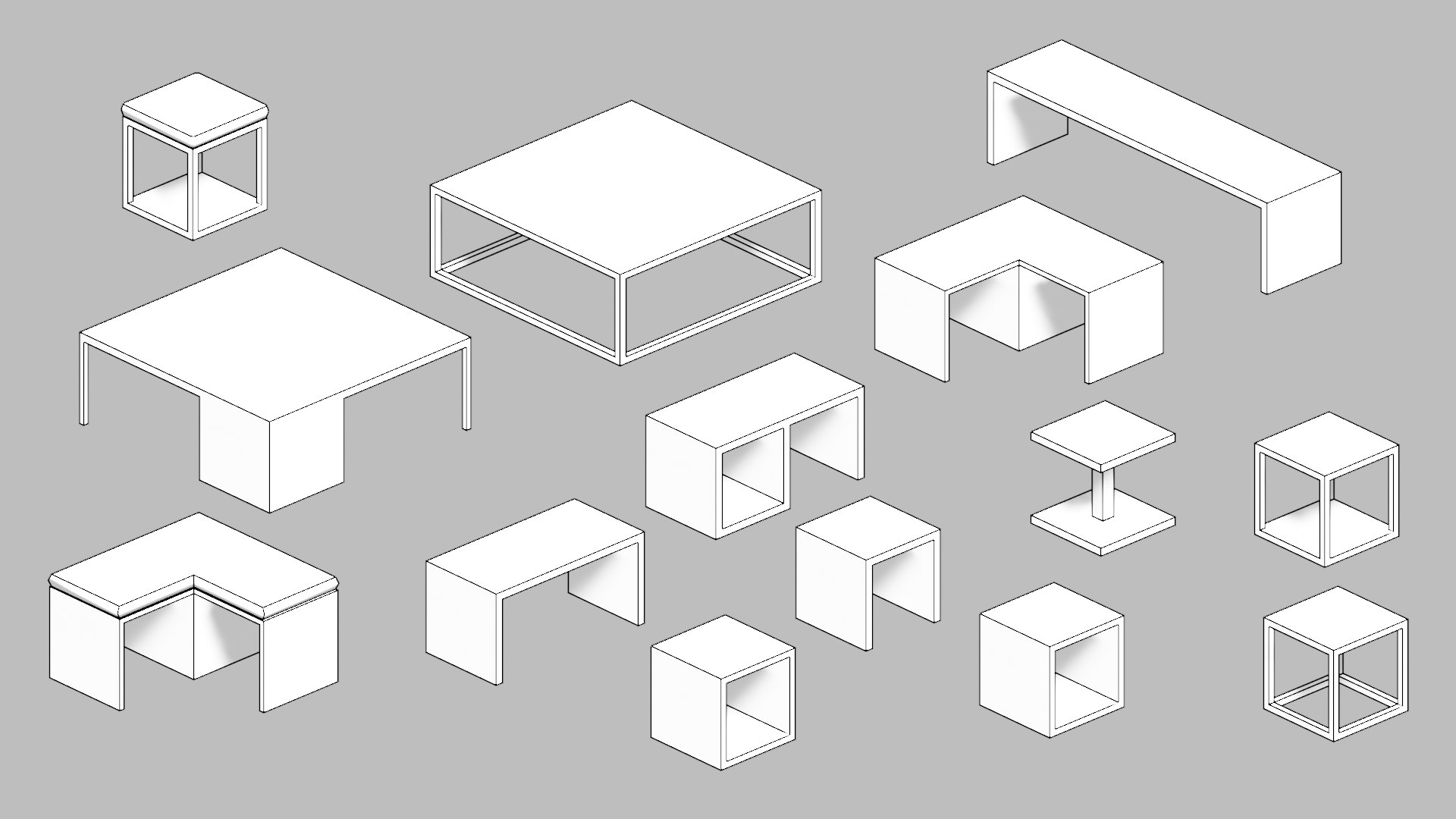 3D Simple Blocks and Benches Bundle - TurboSquid 1747253