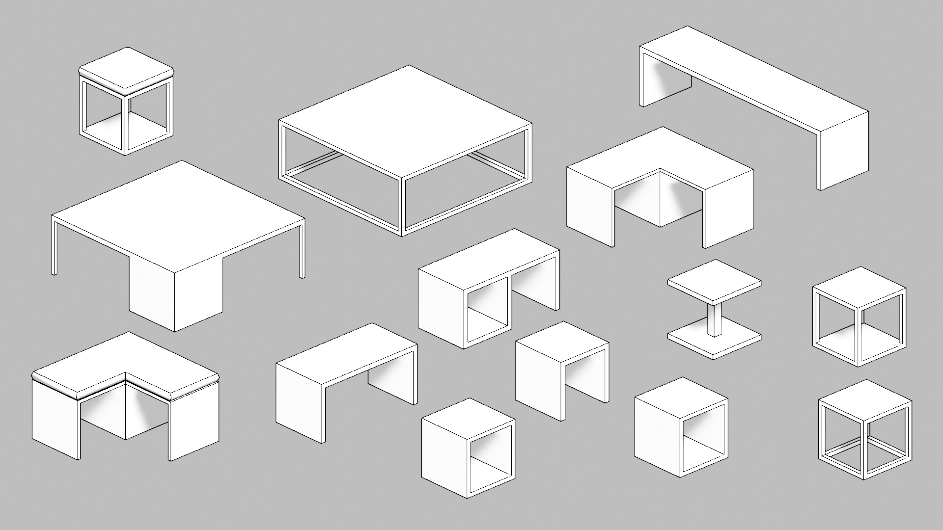 3D Simple Blocks and Benches Bundle - TurboSquid 1747253