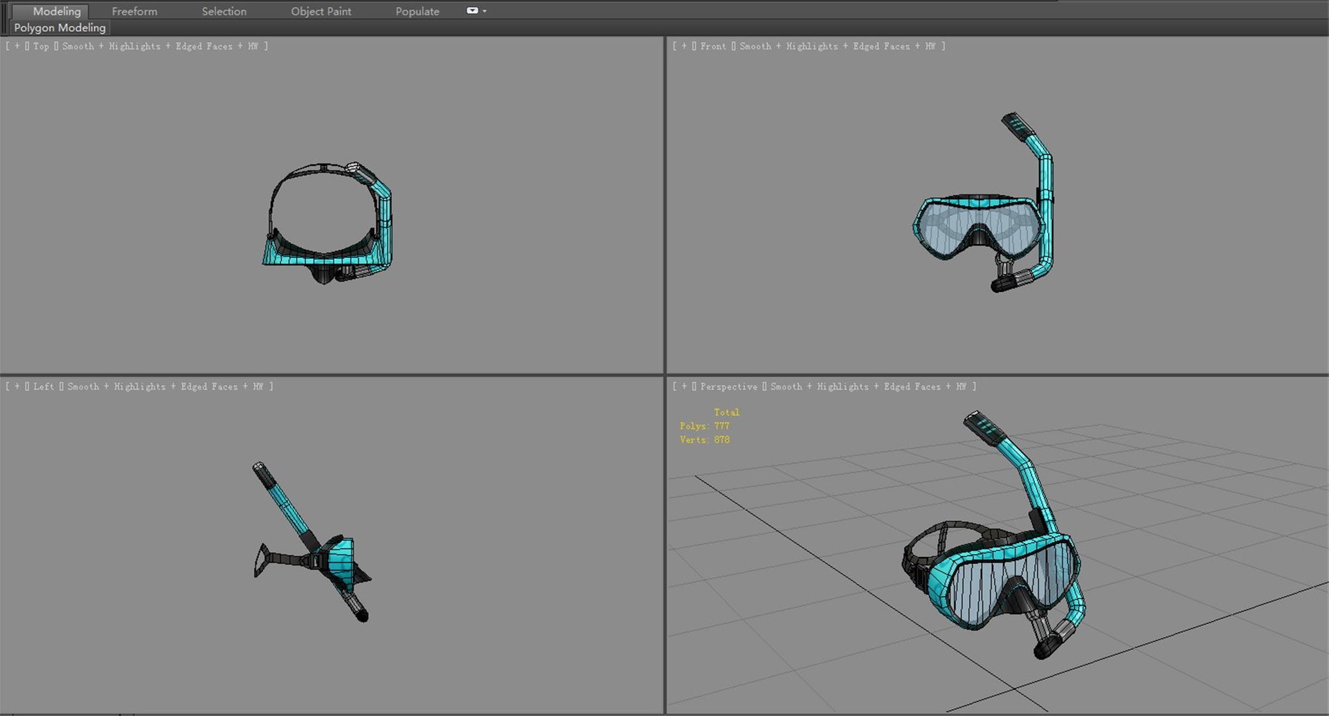 3D Cartoon Diving Goggles - Blue - TurboSquid 2105968