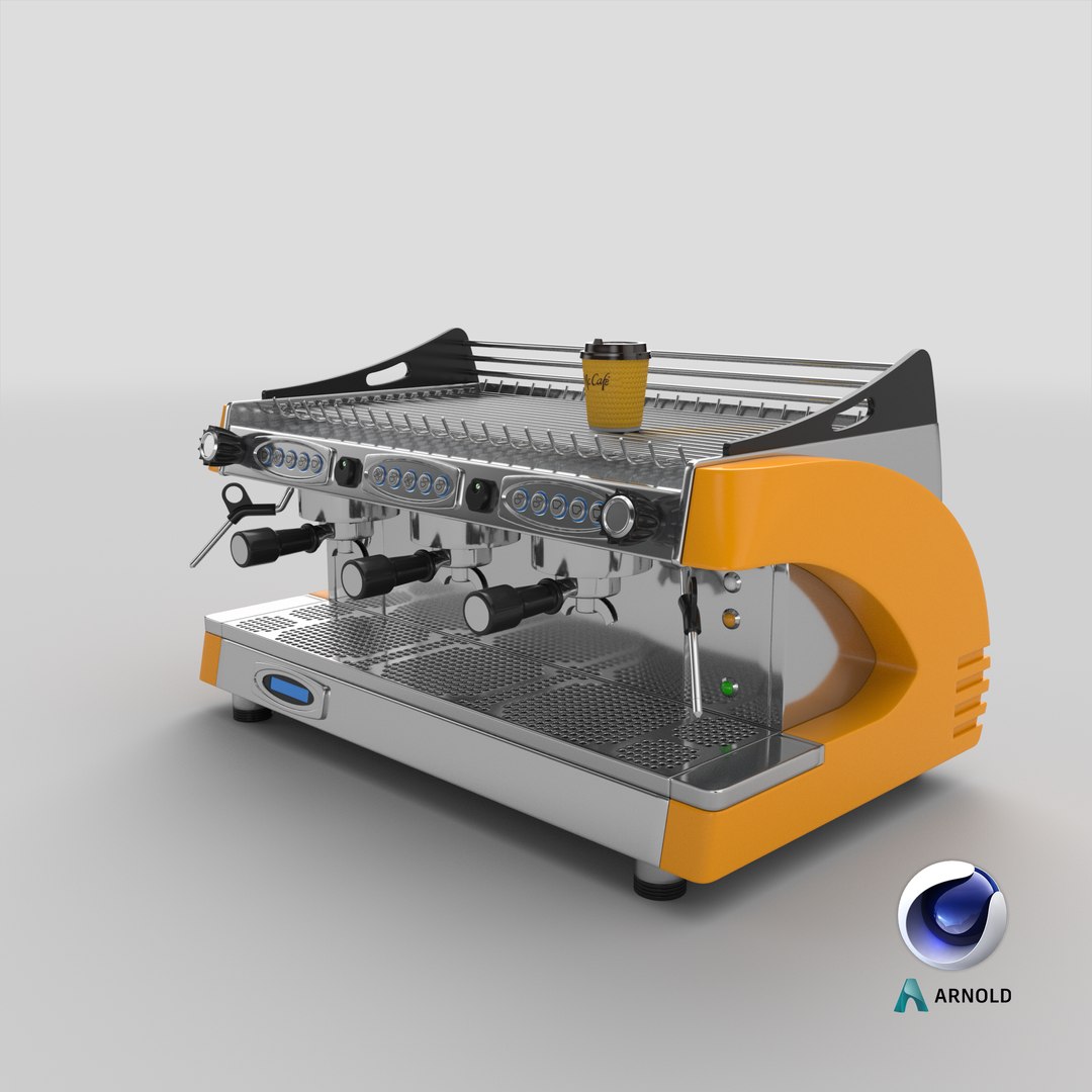 3D Model Detailed Yellow Espresso Maker - TurboSquid 2013582